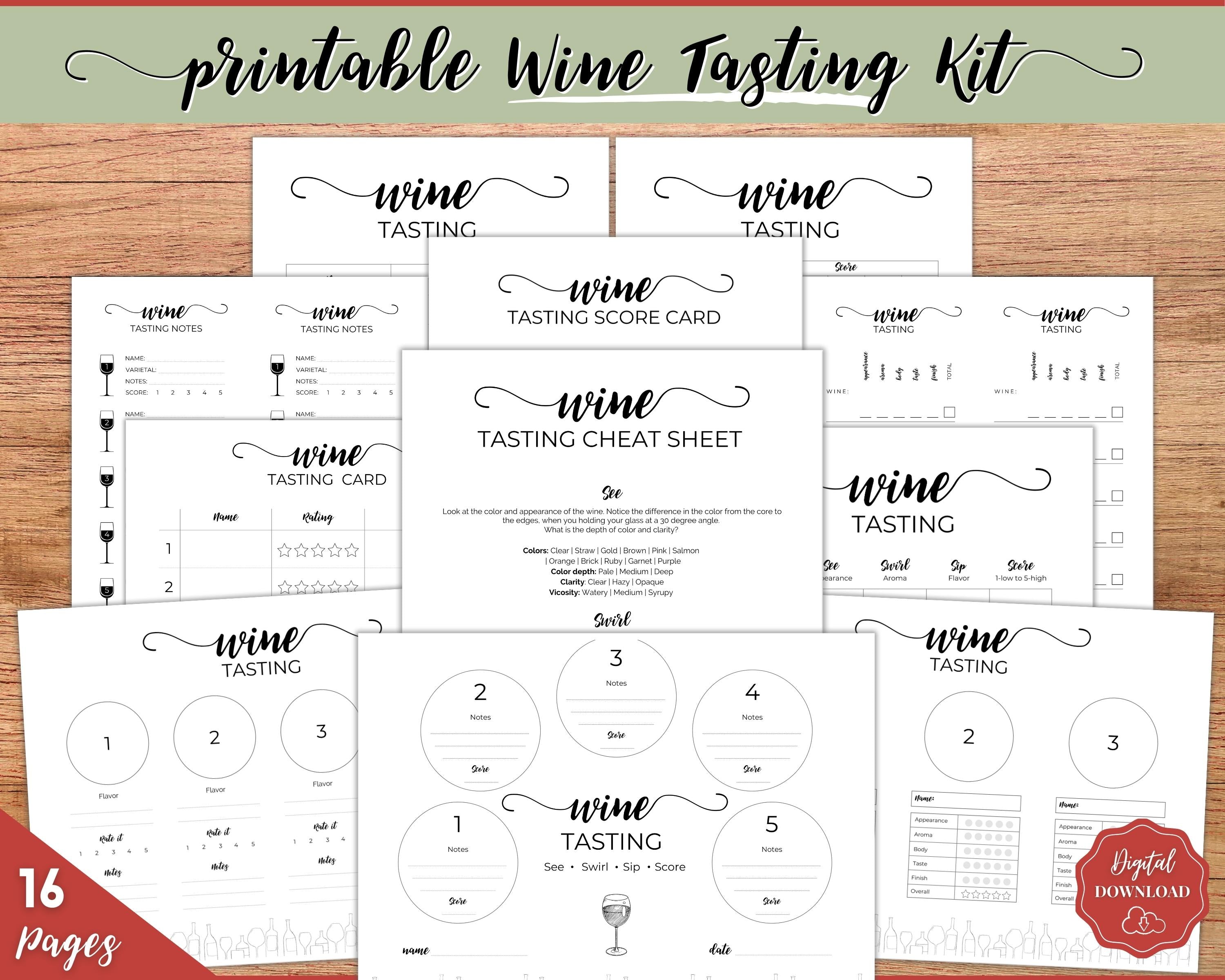 Wine Tasting Kit for Wine Nights, Bachelorette Party & Bridal Showers