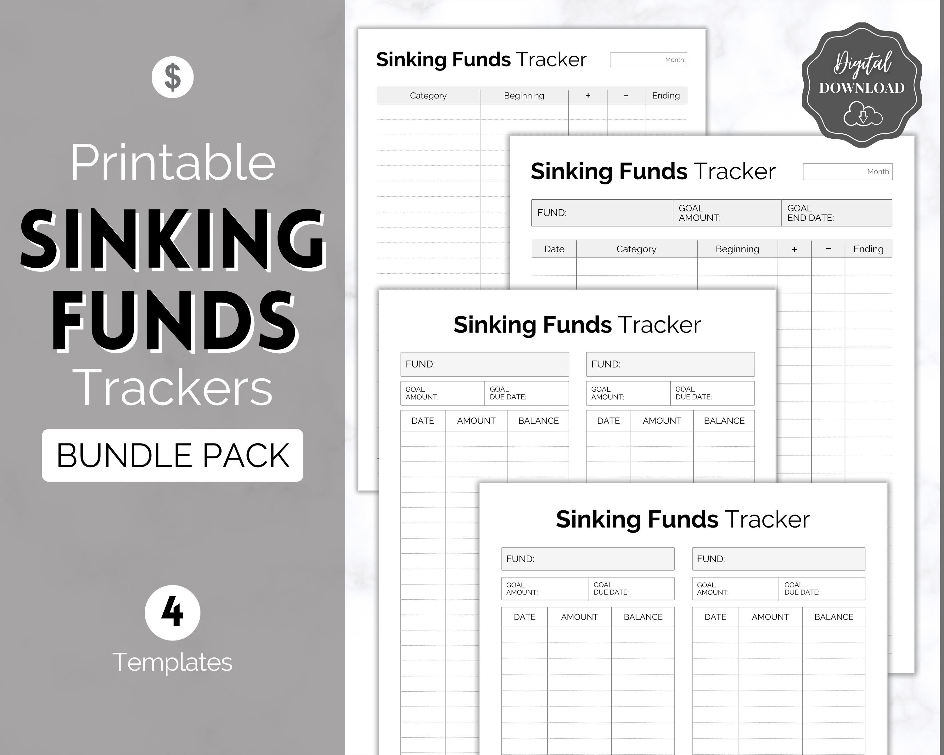 Sinking Funds Tracker BUNDLE | Printable Savings & Budget Trackers