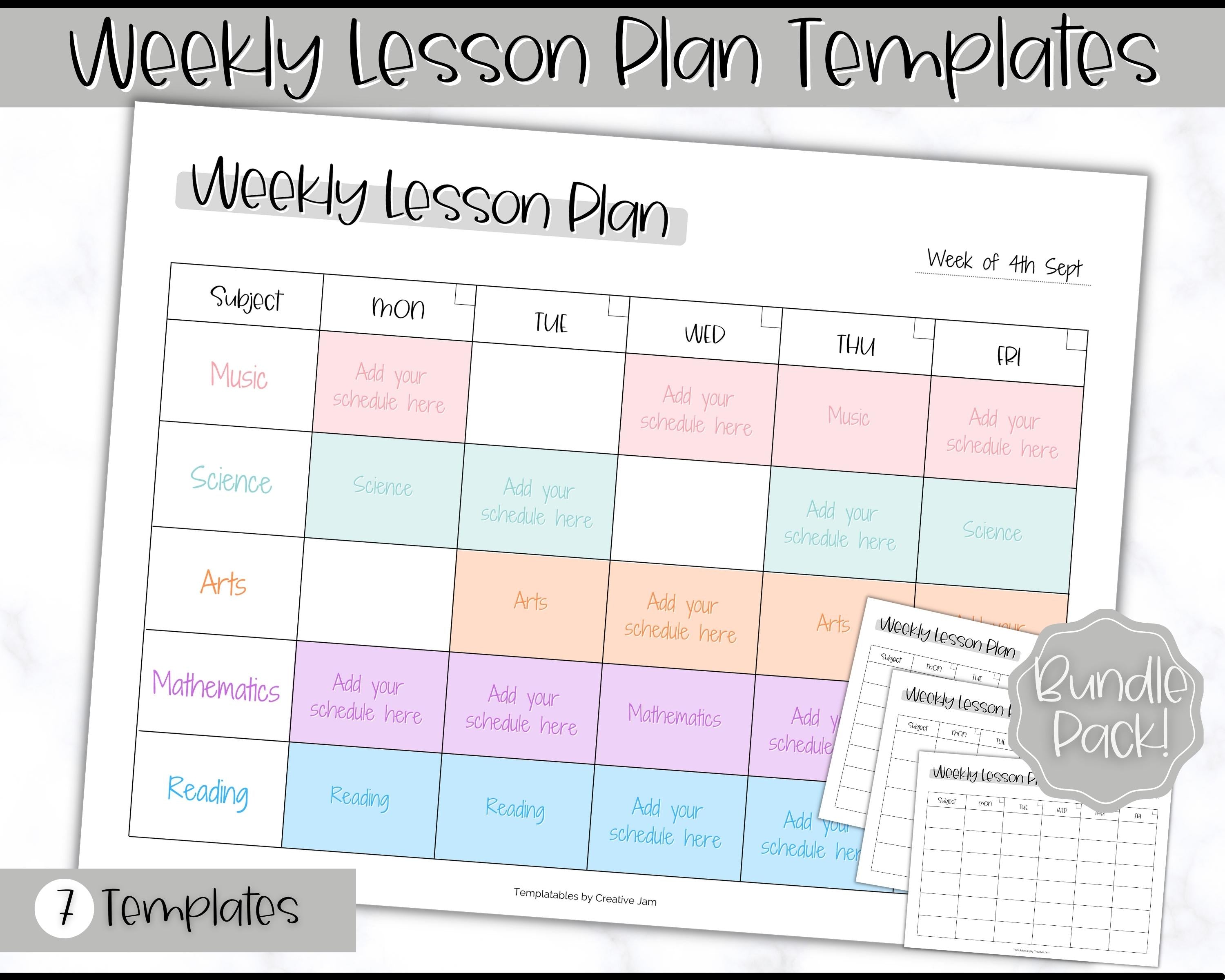 Weekly Lesson Plan Template, Homeschool Teacher | Mono