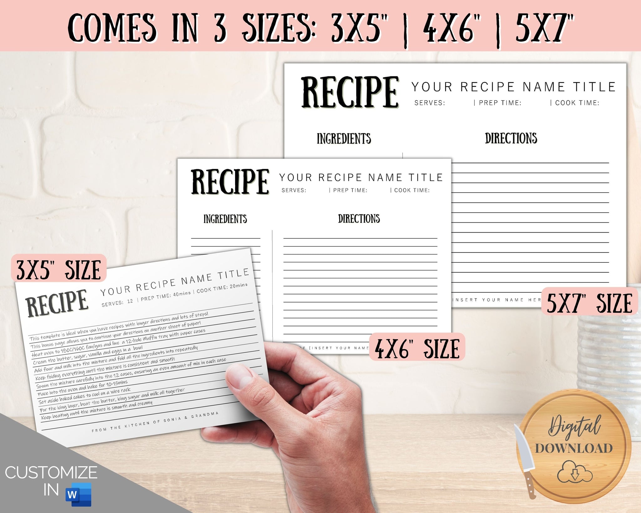 5x7 Recipe Card Template
