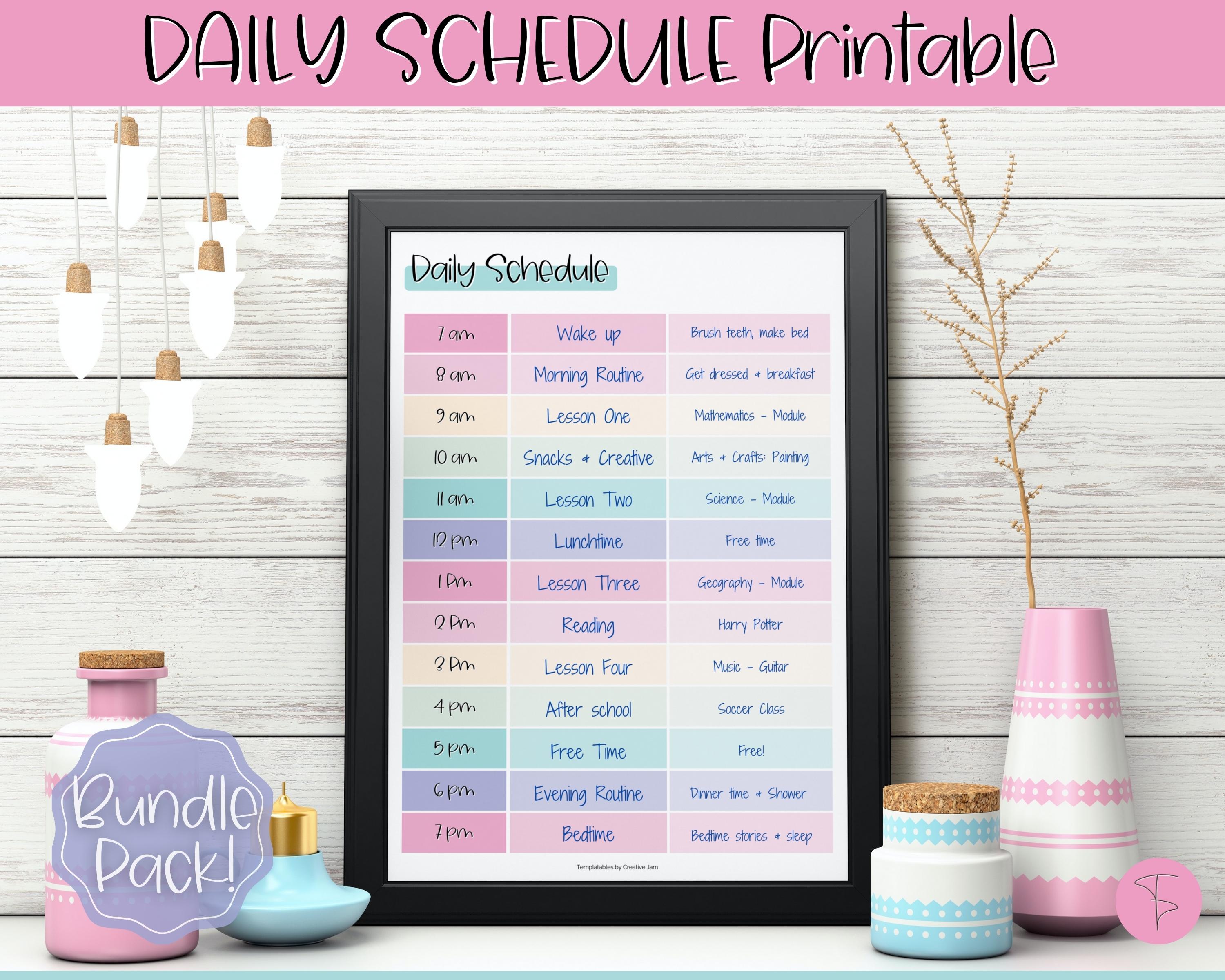 Kids Daily Schedule & Routine Templates | Homeschool Planner - Mermaid