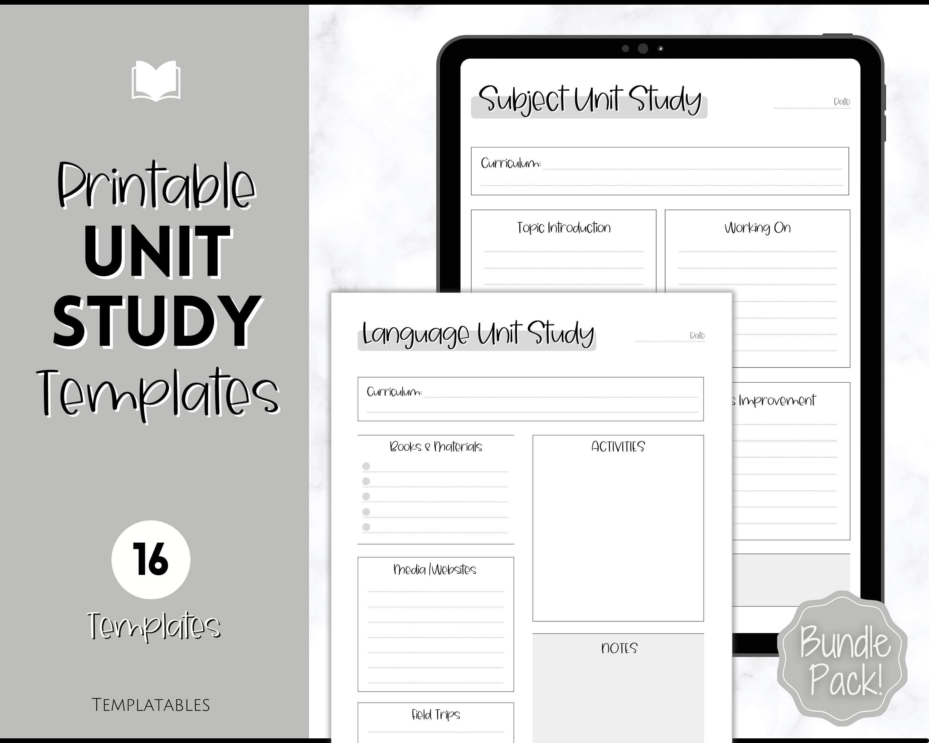 Unit Study Planner, Printable Homeschool Planner | Mono