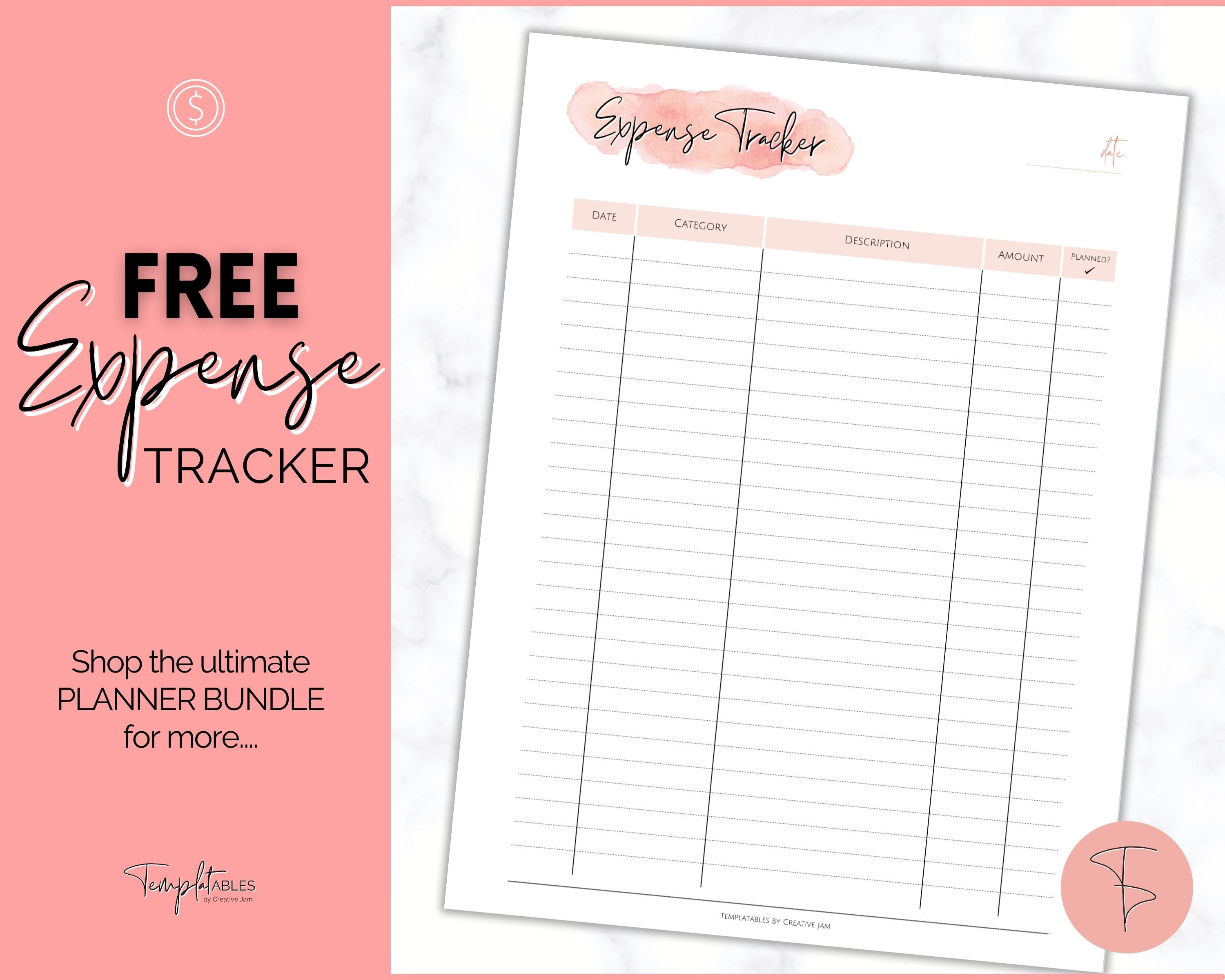 FREE Expense Tracker, Budget Planner, Finances | Pink Watercolor