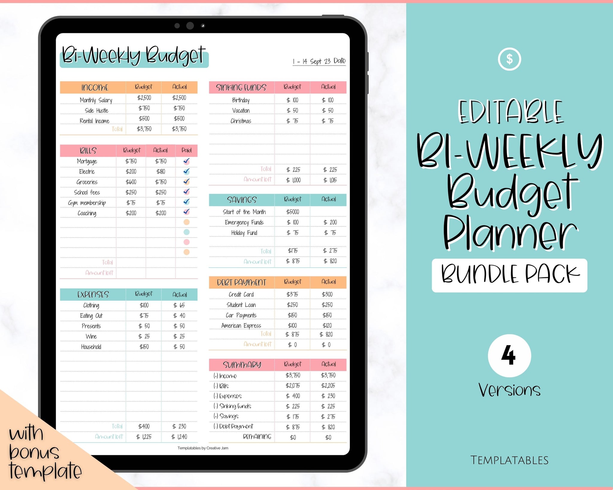 Bi Weekly Budget Planner Worksheet Free