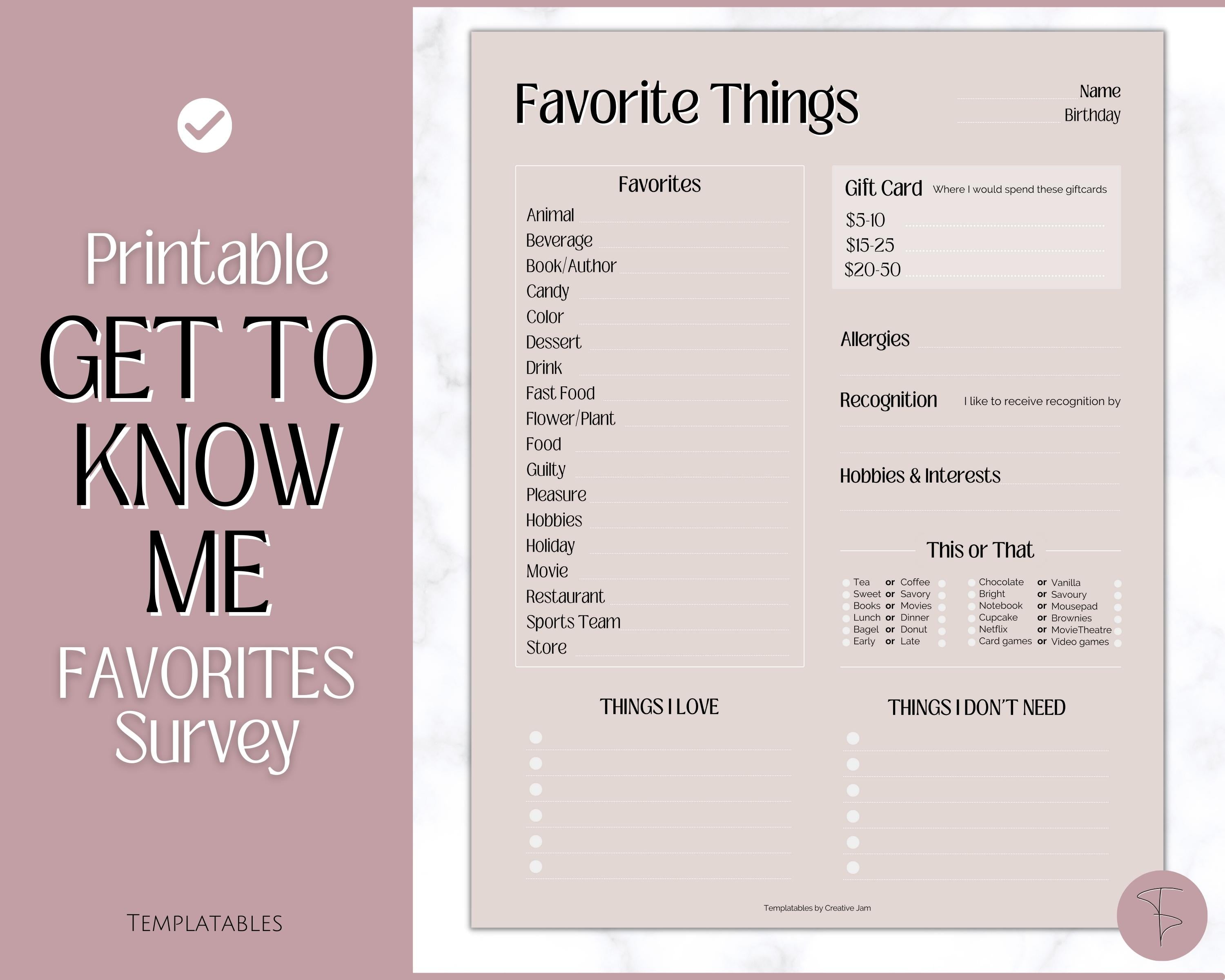 Get To Know Me Printable Game | Get To Know You Ice Breaker Game
