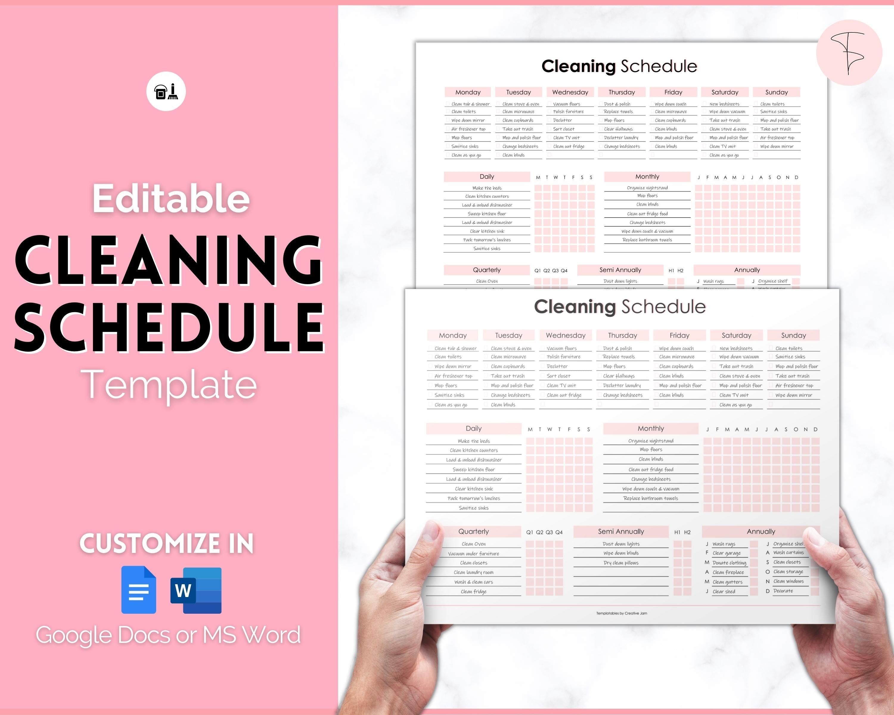 Weekly House Chores & Cleaning Schedule Printable Planner
