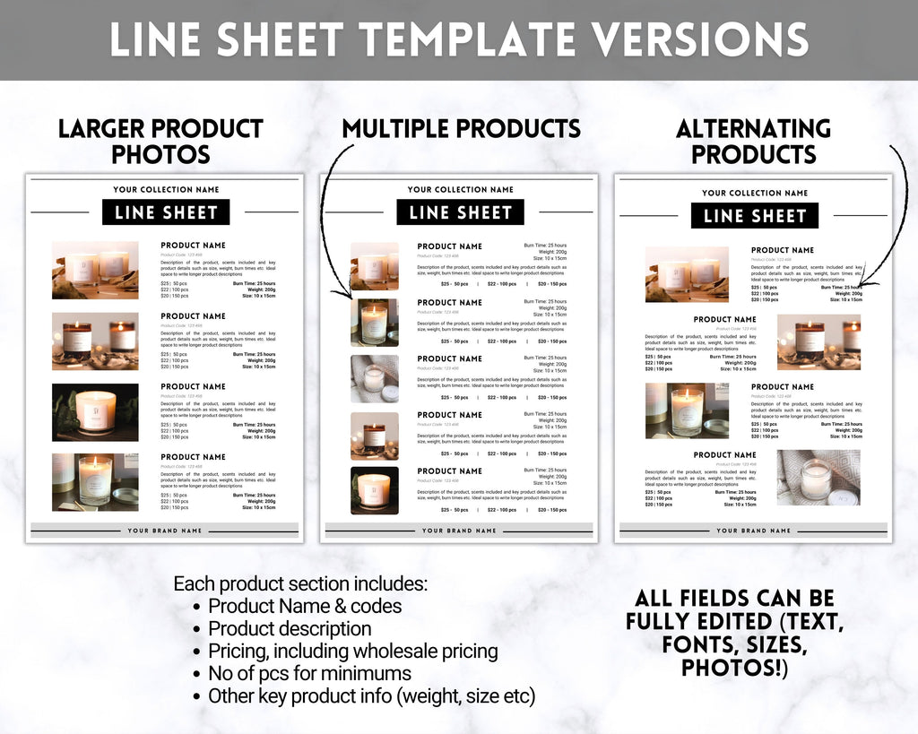 35 Editable Line Sheet Template Bundle | Pricing & Services Guide