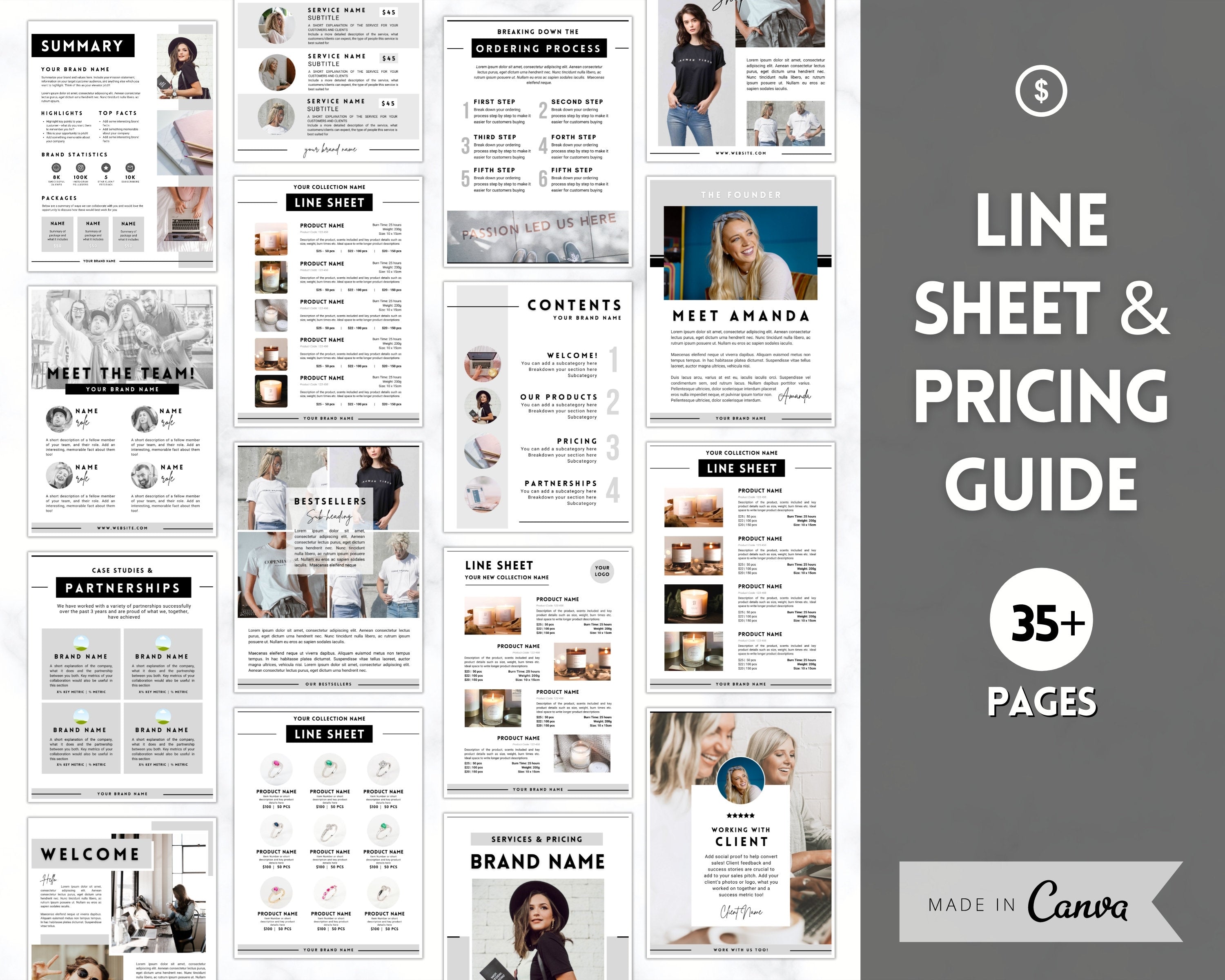35 Editable Line Sheet Template Bundle | Pricing & Services Guide