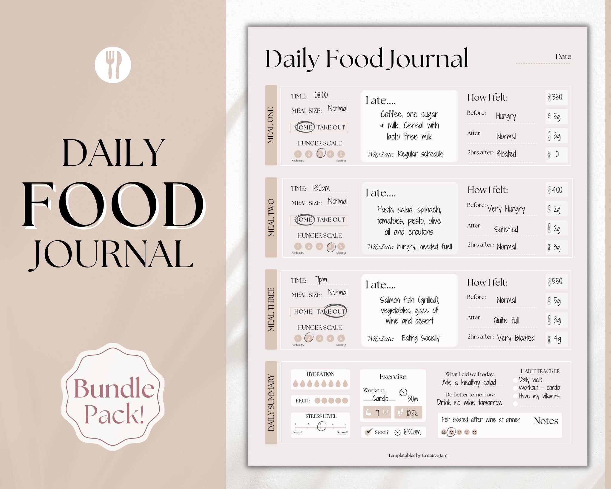 Printable Daily Food Journal Sheets Daily Food Journal Printable Menu