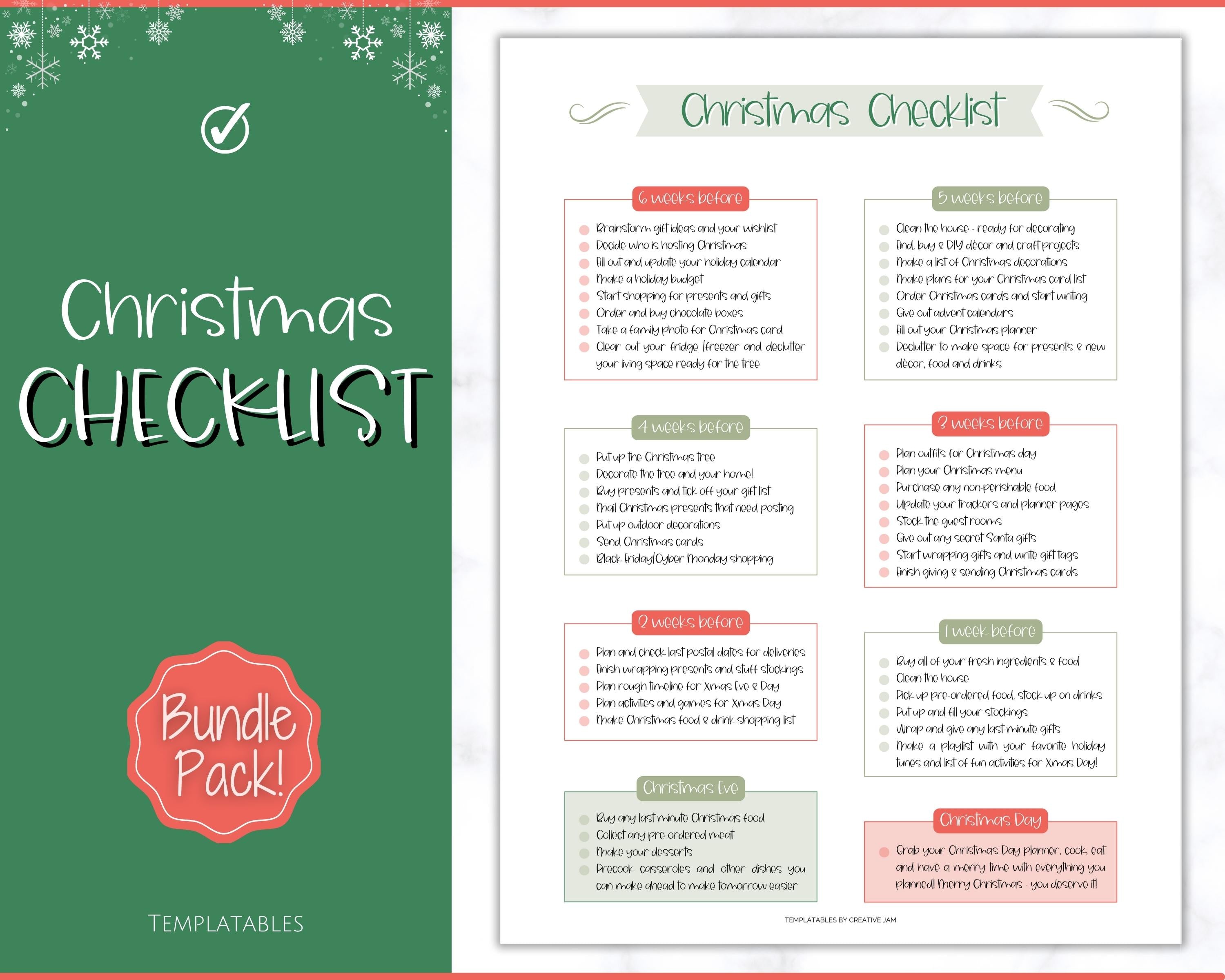 Christmas Countdown Checklist Printable | Xmas Organizer & To Do List