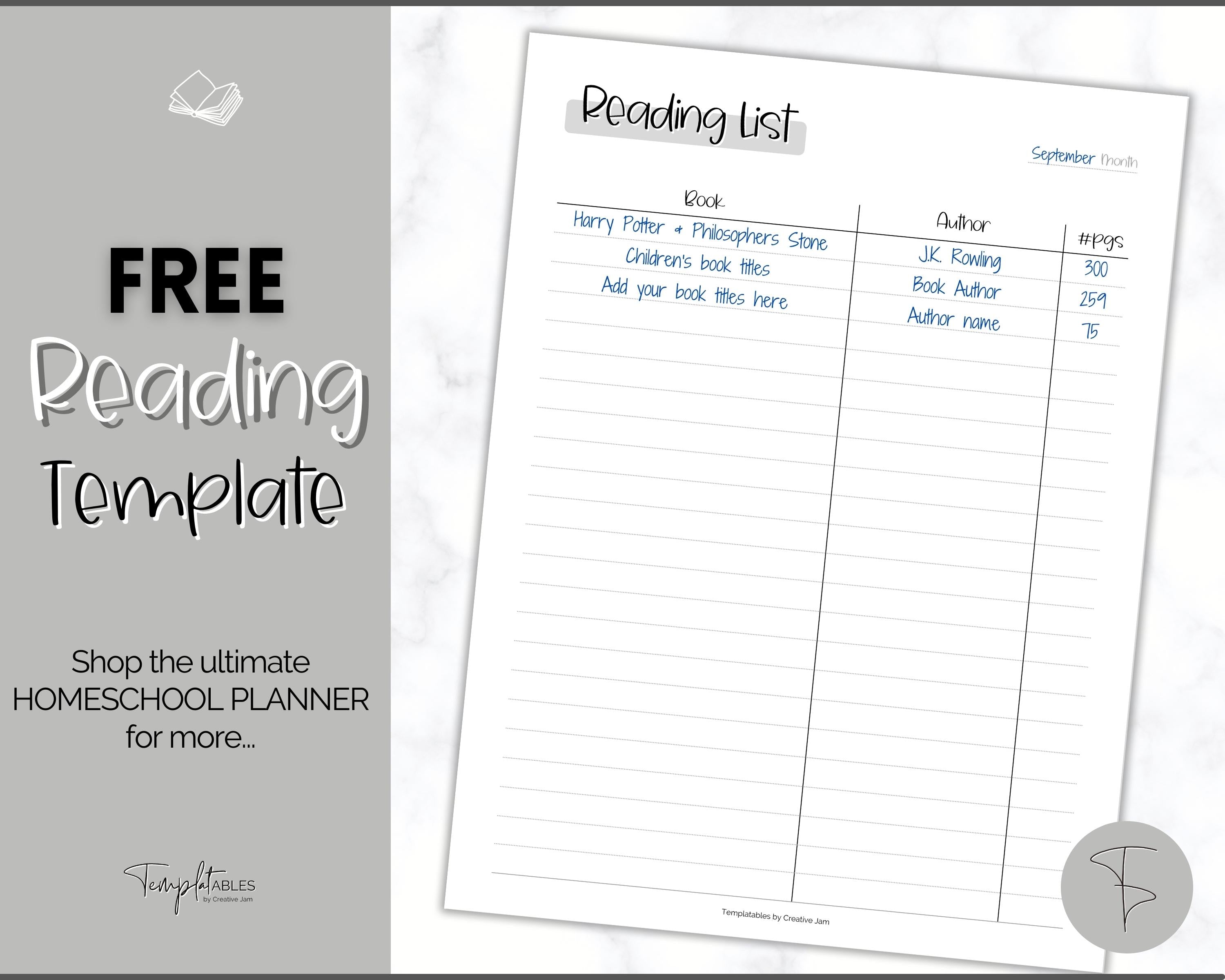 FREE - Reading Log Printable | Reading Journal & Book Tracker - Mono