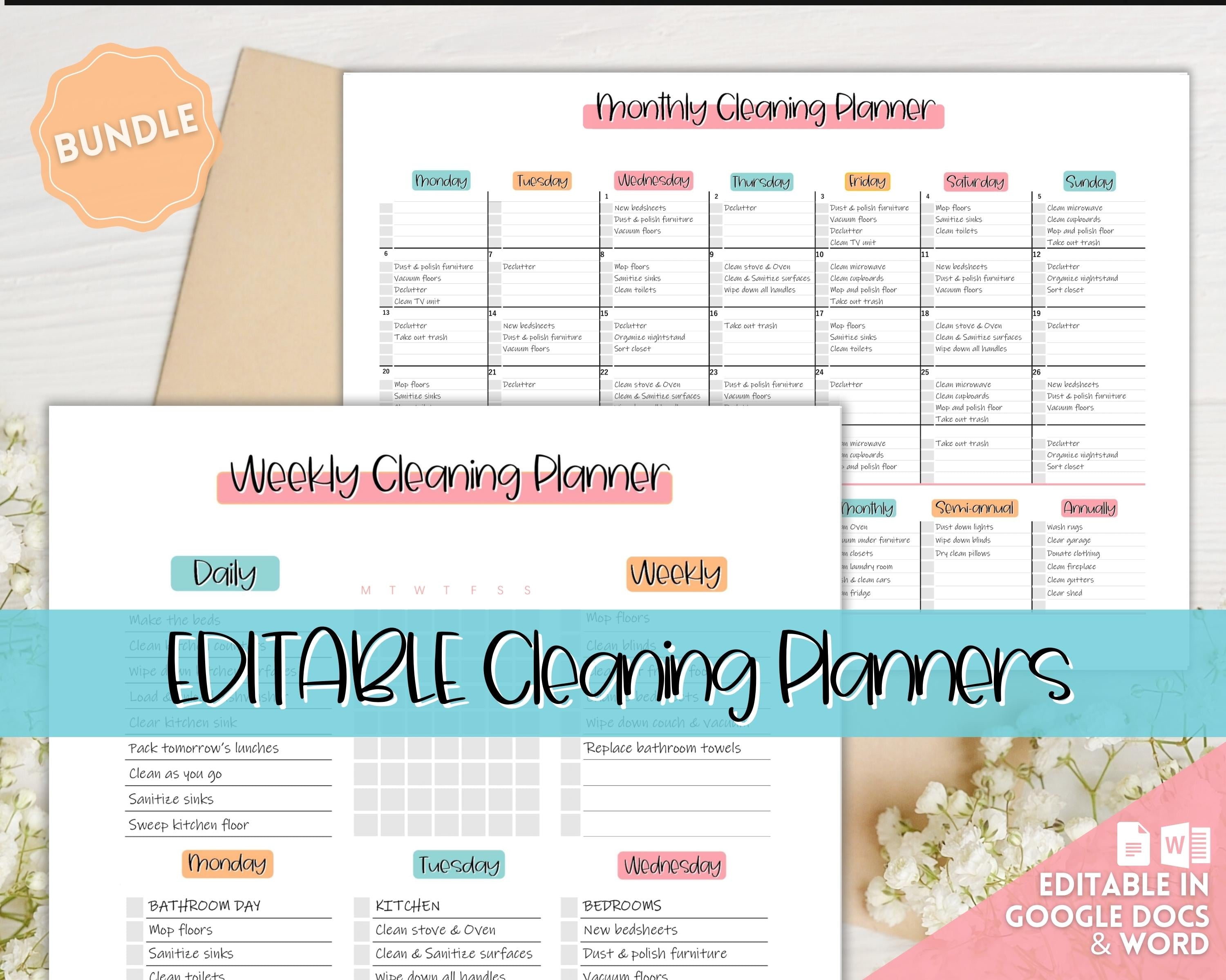 Editable Cleaning Planner | Colorful Cleaning Checklist Planner