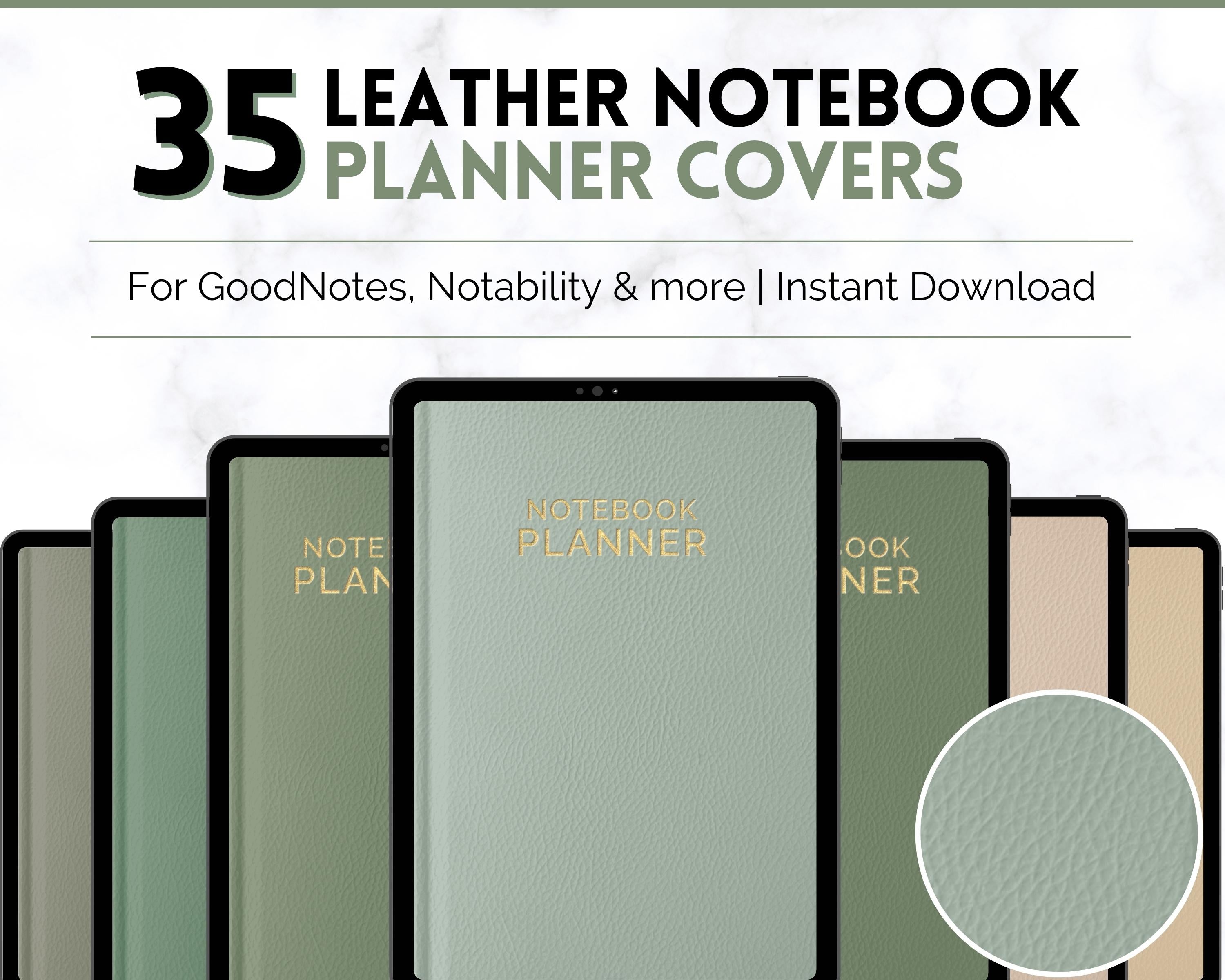 35 Digital Planner Notebook Covers for GoodNotes & iPad | Green