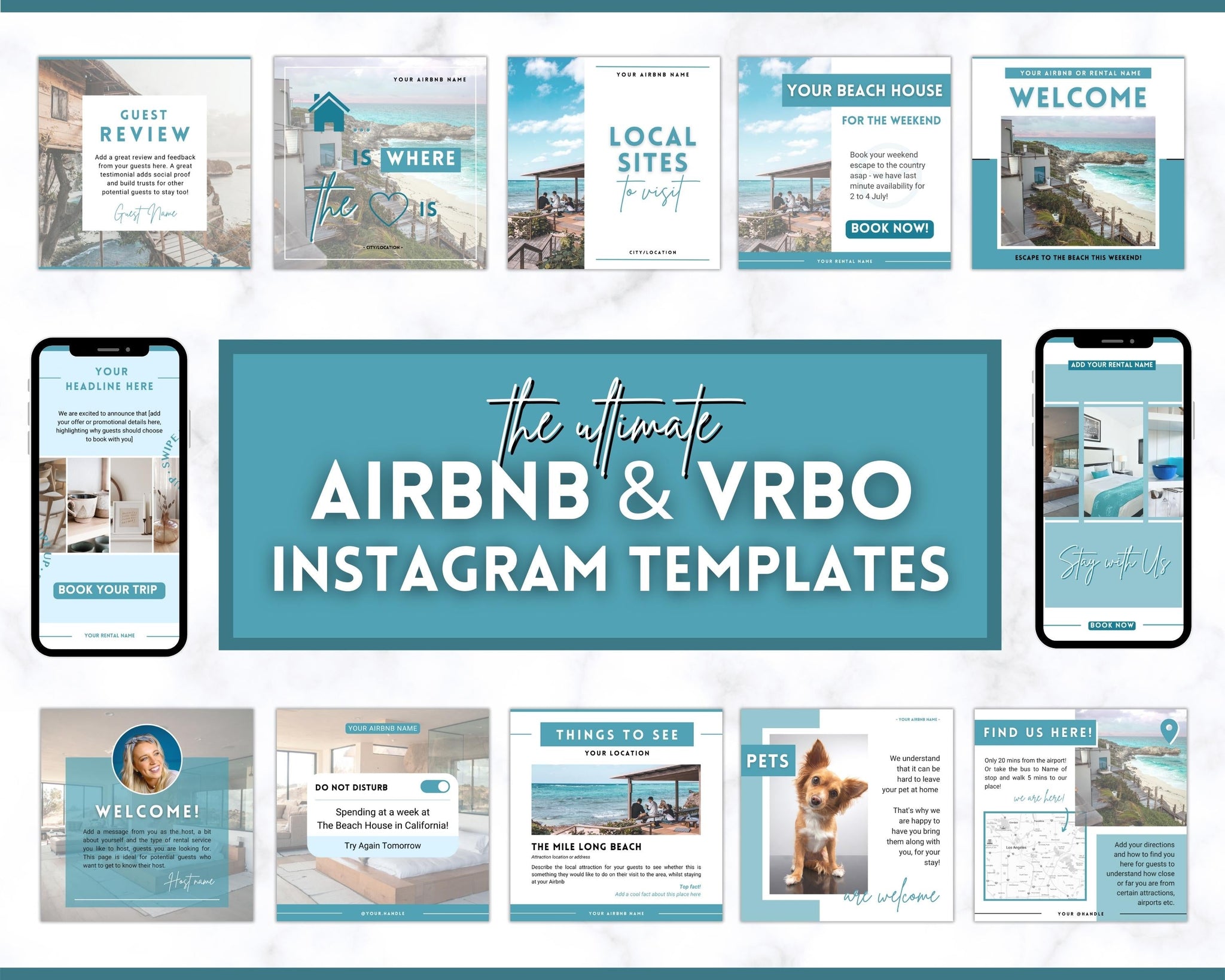Airbnb INSTAGRAM Templates, Social Media Posts, Superhost Marketing