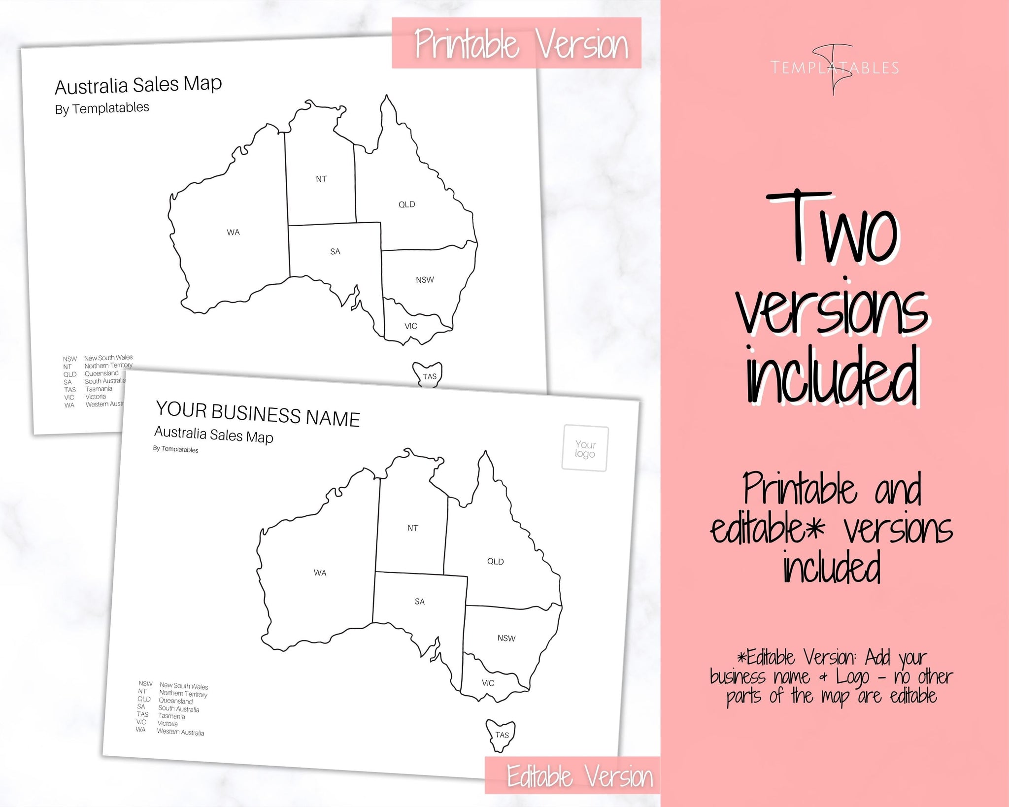 Australia Sales Map, EDITABLE Business Order Tracker, Color In