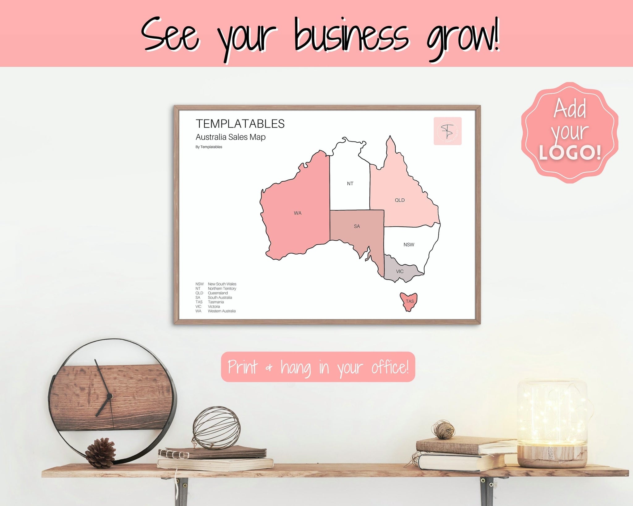 Australia Sales Map, EDITABLE Business Order Tracker, Color In