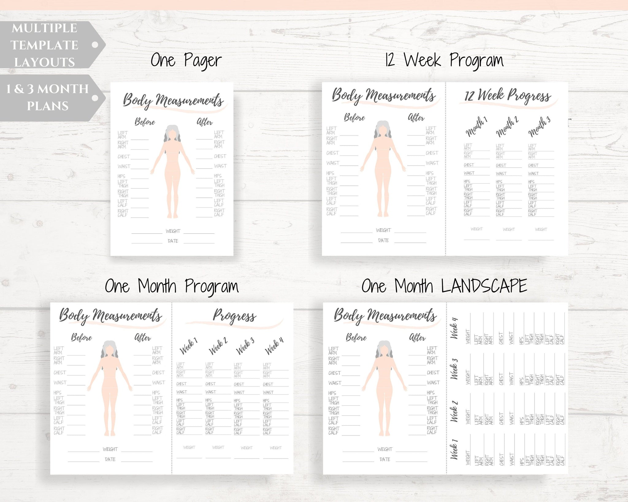 Body Measurement Fitness Planner | Weight Watchers Bullet Journal