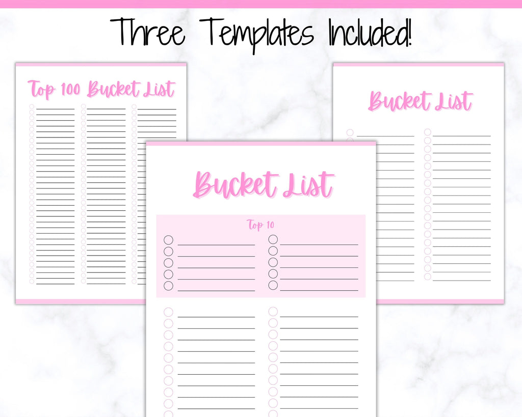 Bucket List Printable Templates | Wish List Tracker - Multi Color