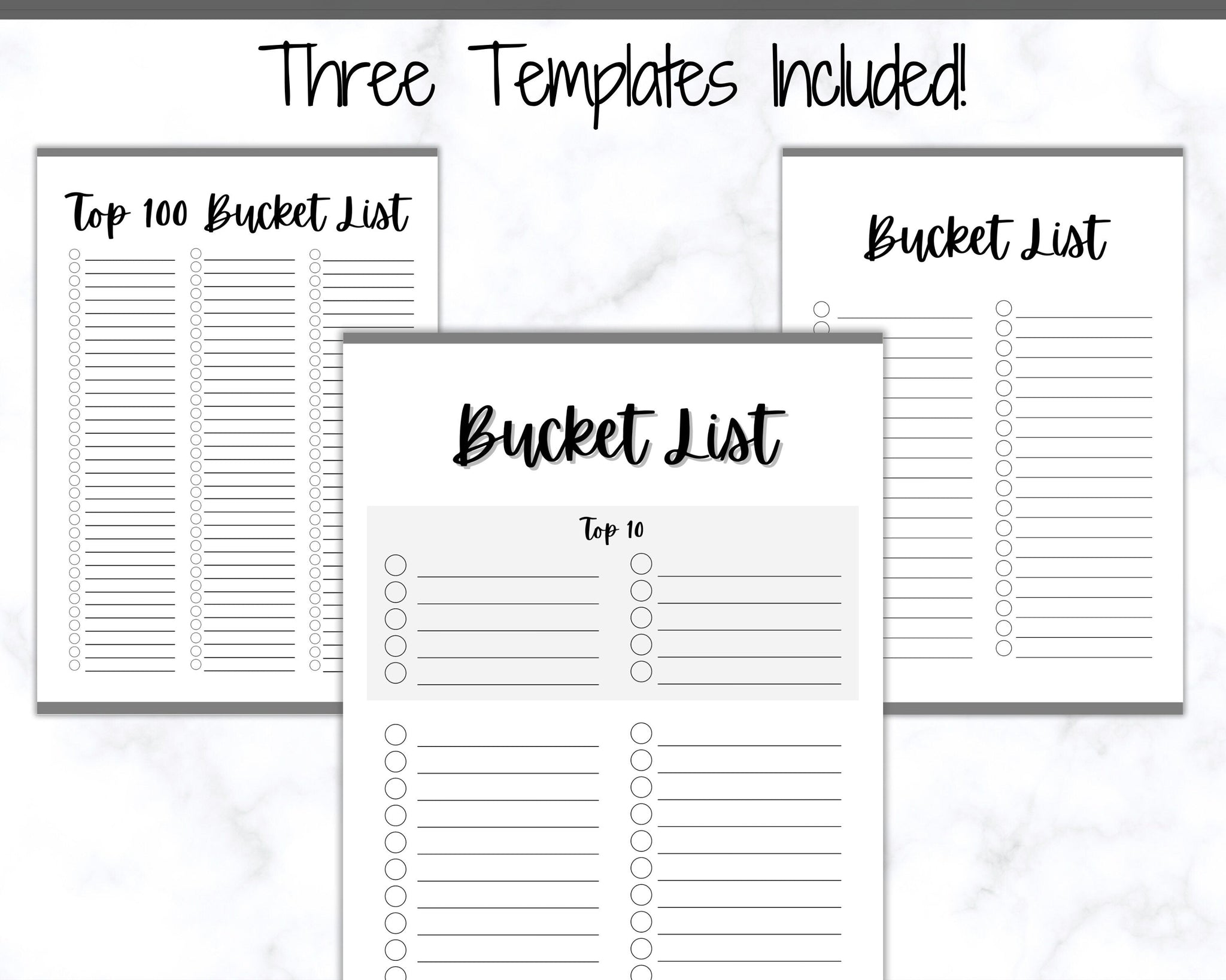 Bucket List Printable Templates | Wish List Tracker - Multi Color