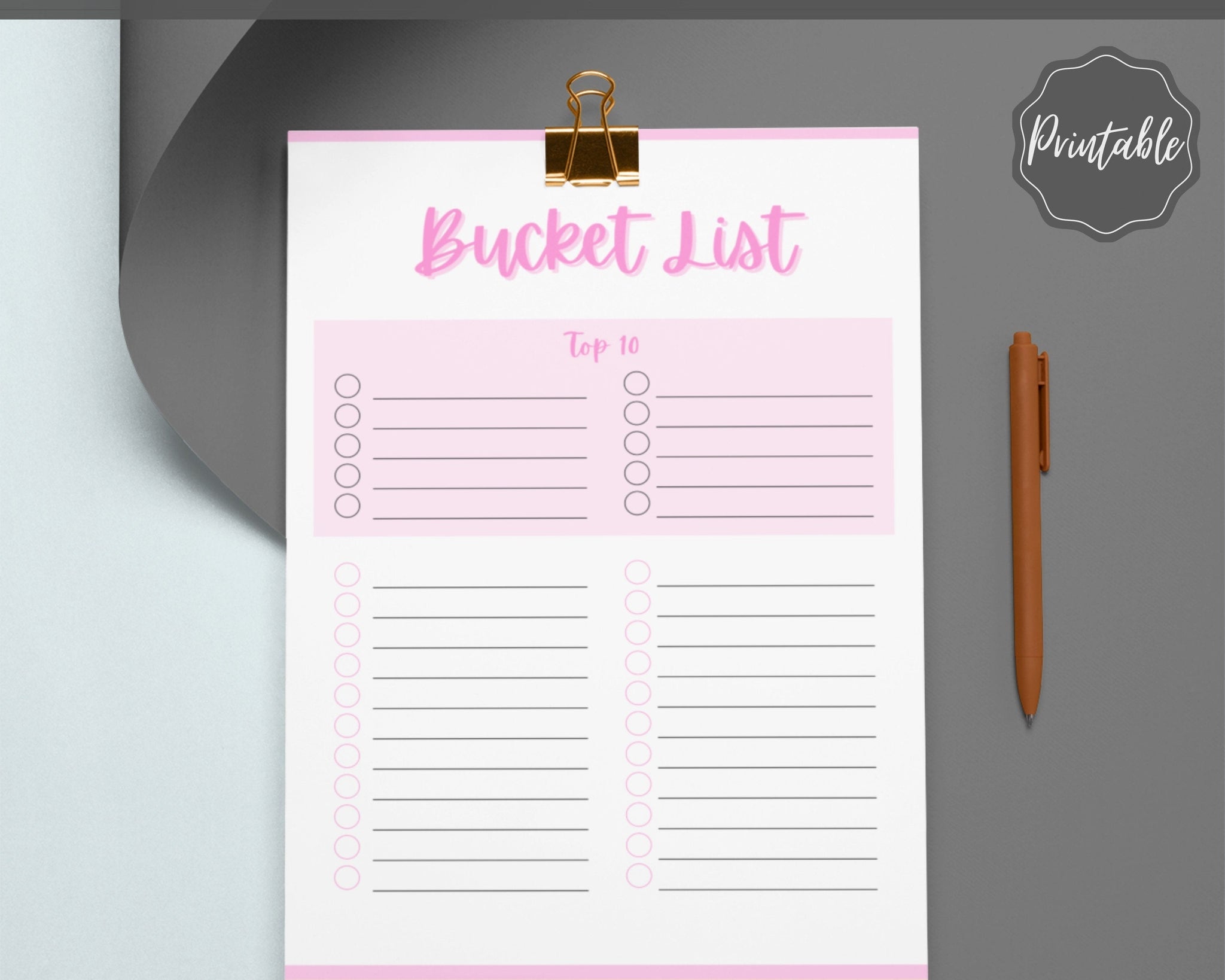 Bucket List Printable Templates | Wish List Tracker - Multi Color