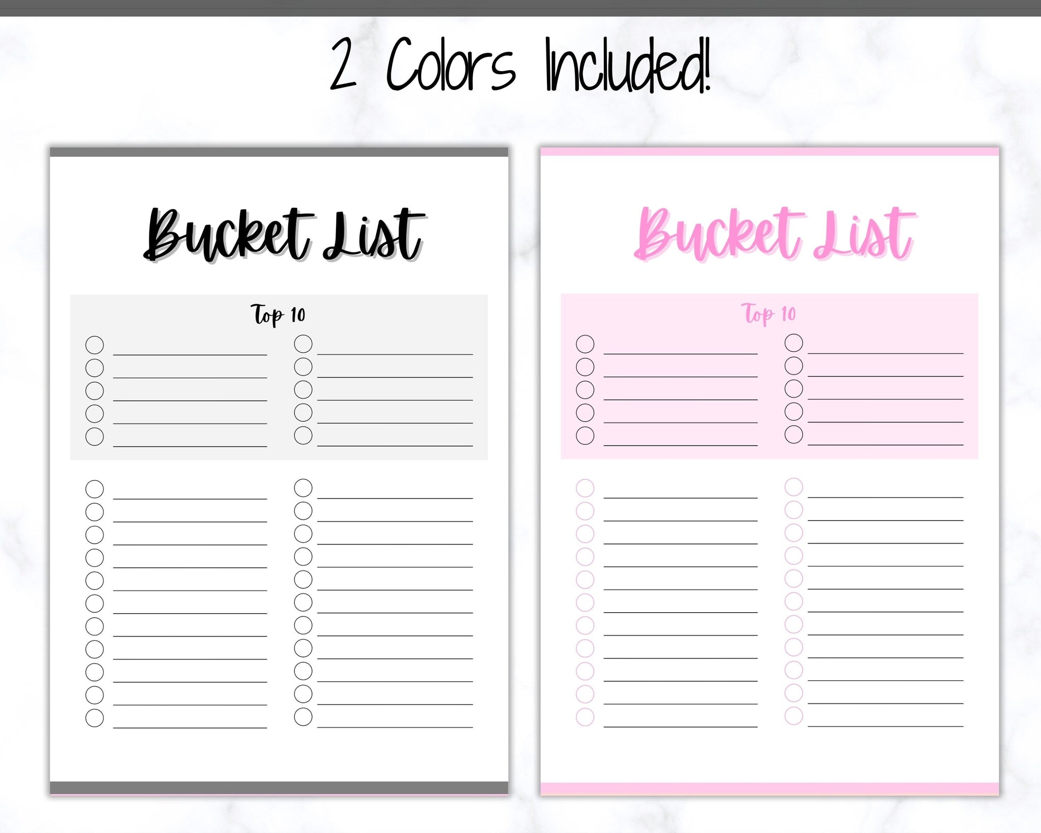 Bucket List Printable Templates | Wish List Tracker - Multi Color