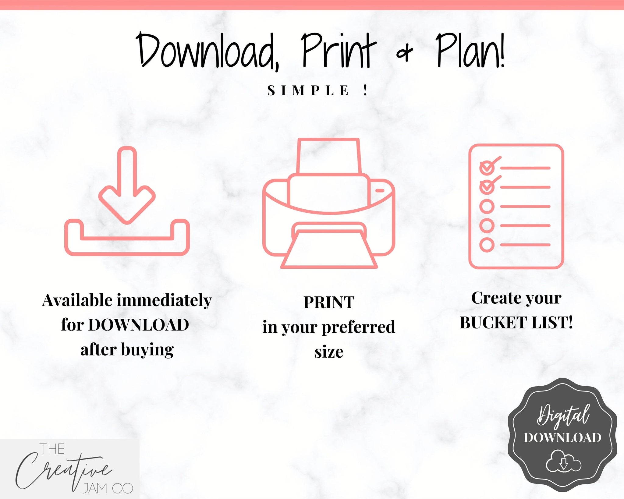 Bucket List Printable Templates | Wish List Tracker - Multi Color