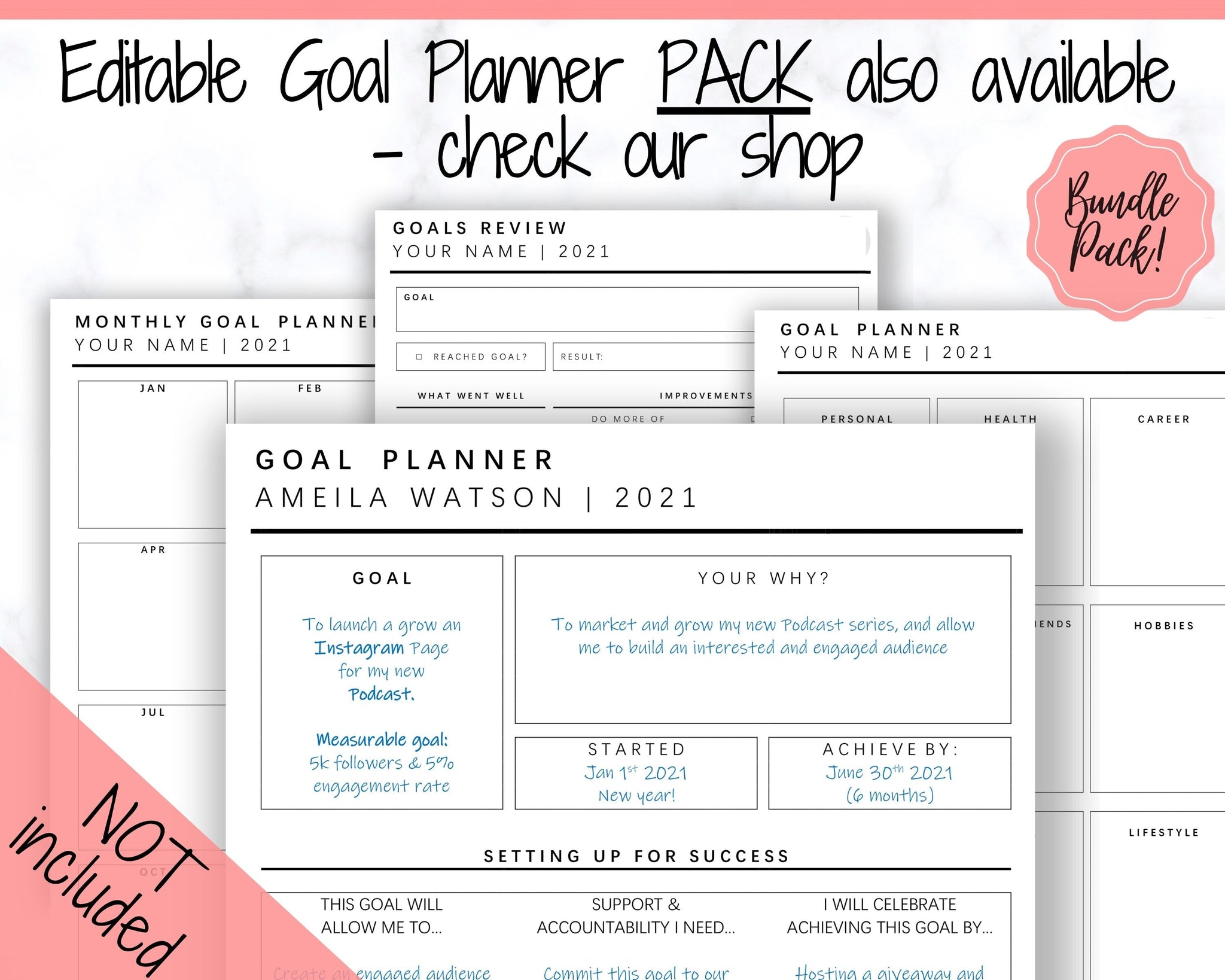 Bucket List Printable Templates | Wish List Tracker - Watercolor