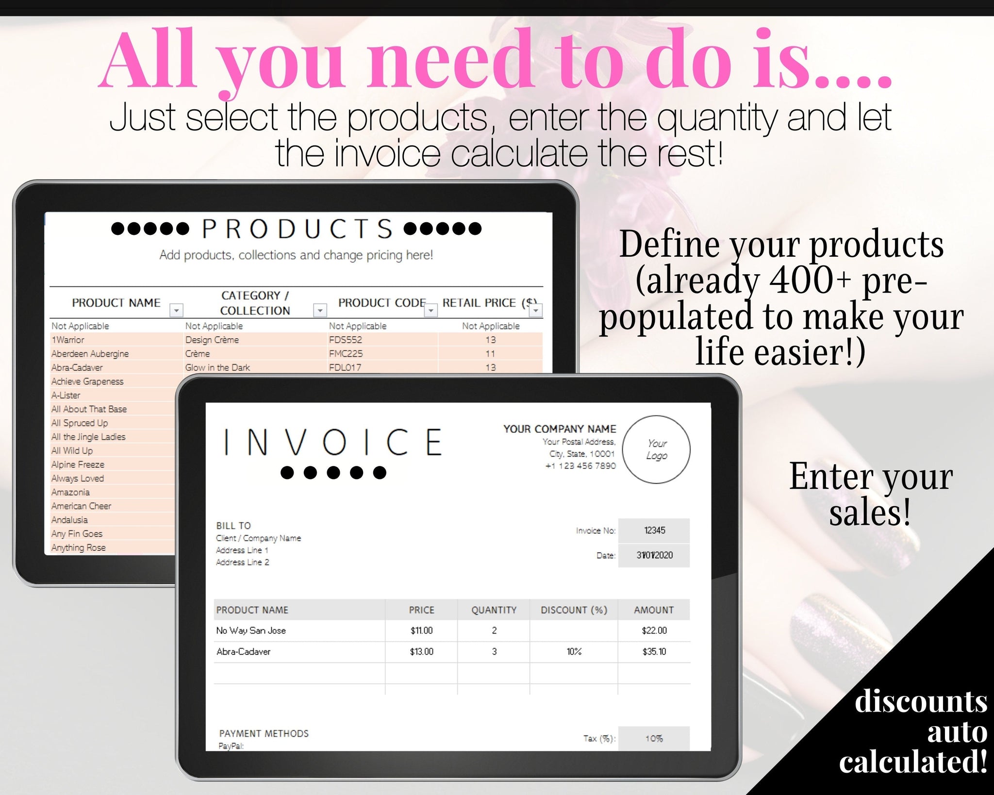 COLOR STREET Invoice Template | Color Street Order Form | Excel