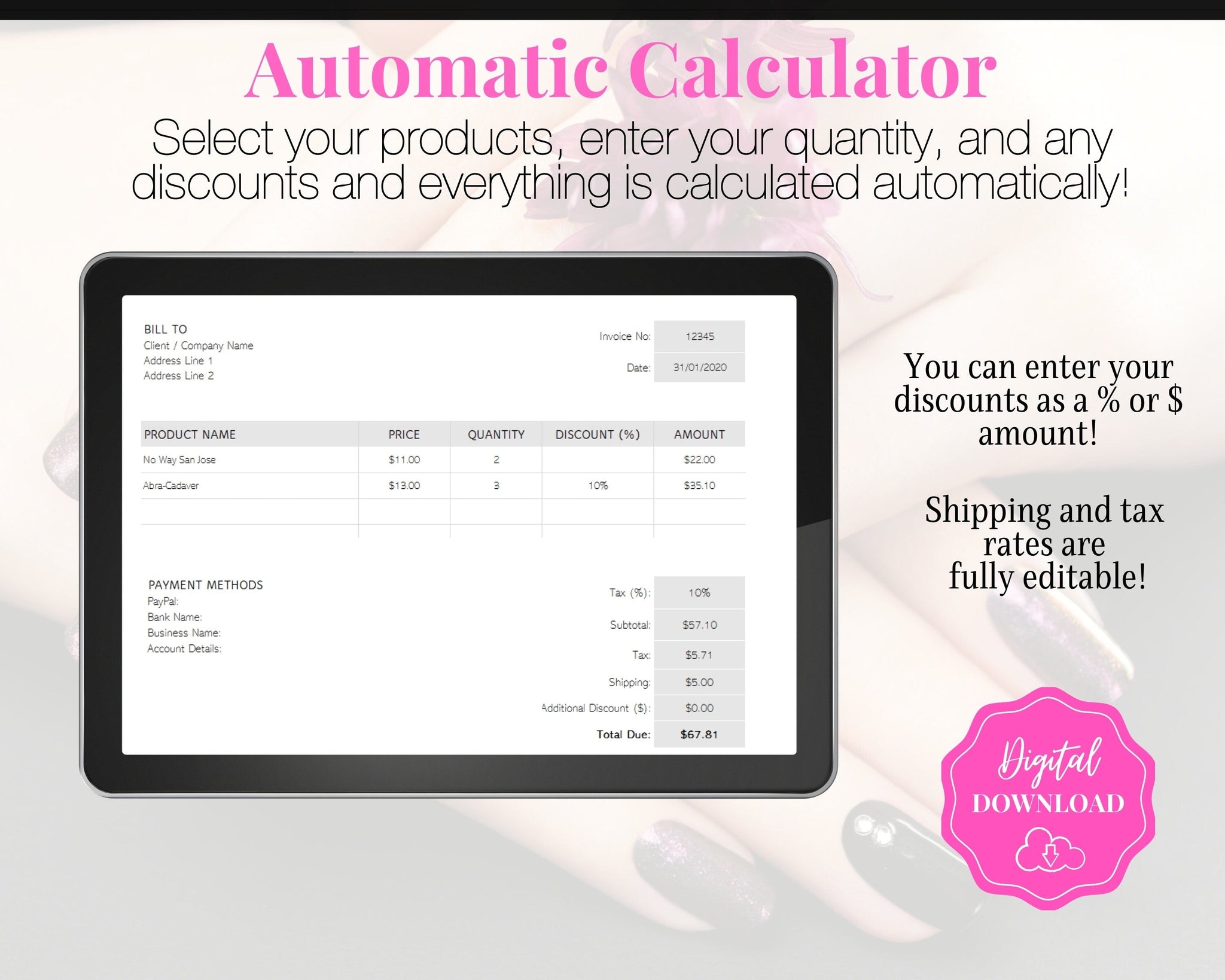 COLOR STREET Invoice Template | Color Street Order Form | Excel