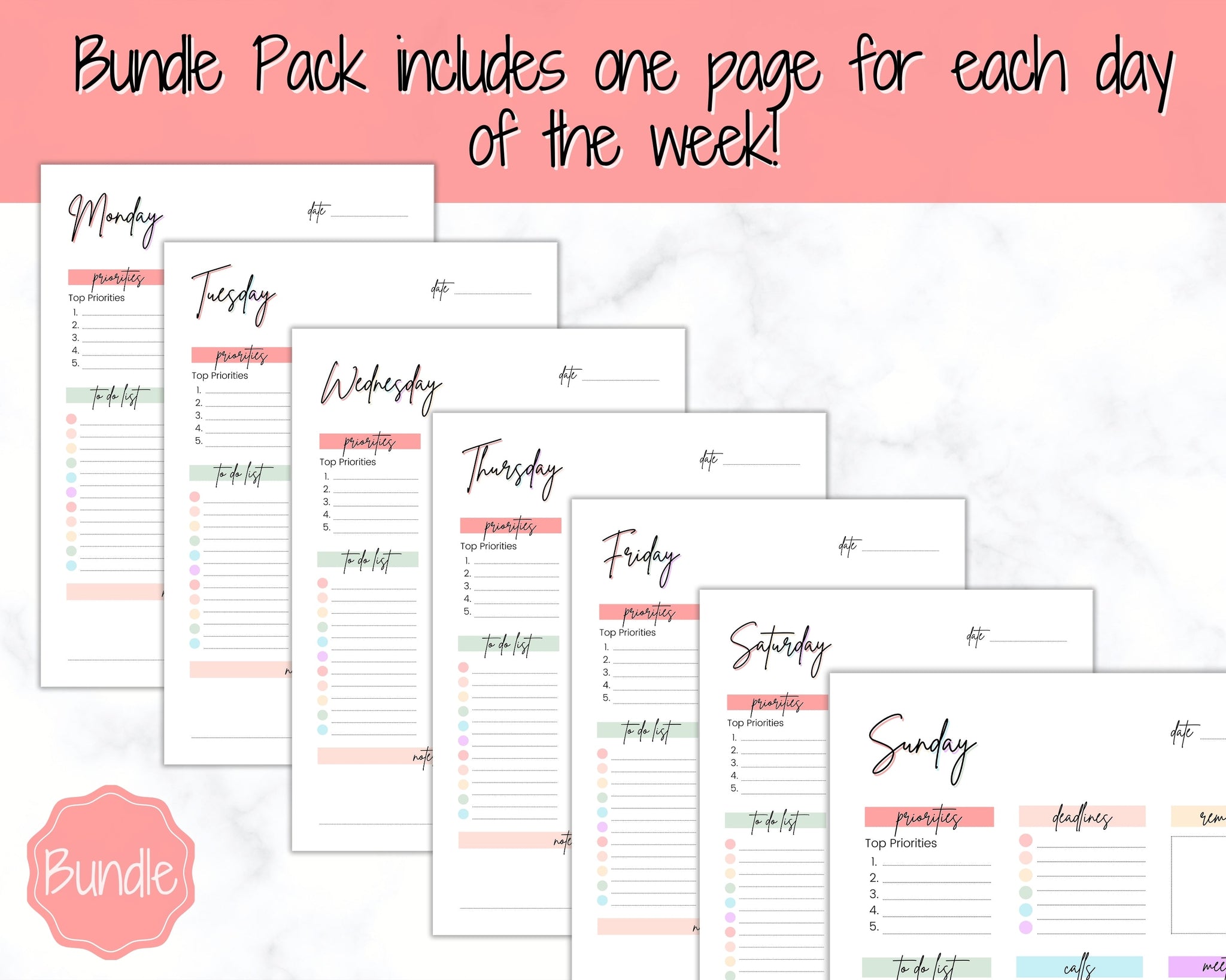 COLORFUL DAILY PLANNER Printable | To Do List Productivity Printable