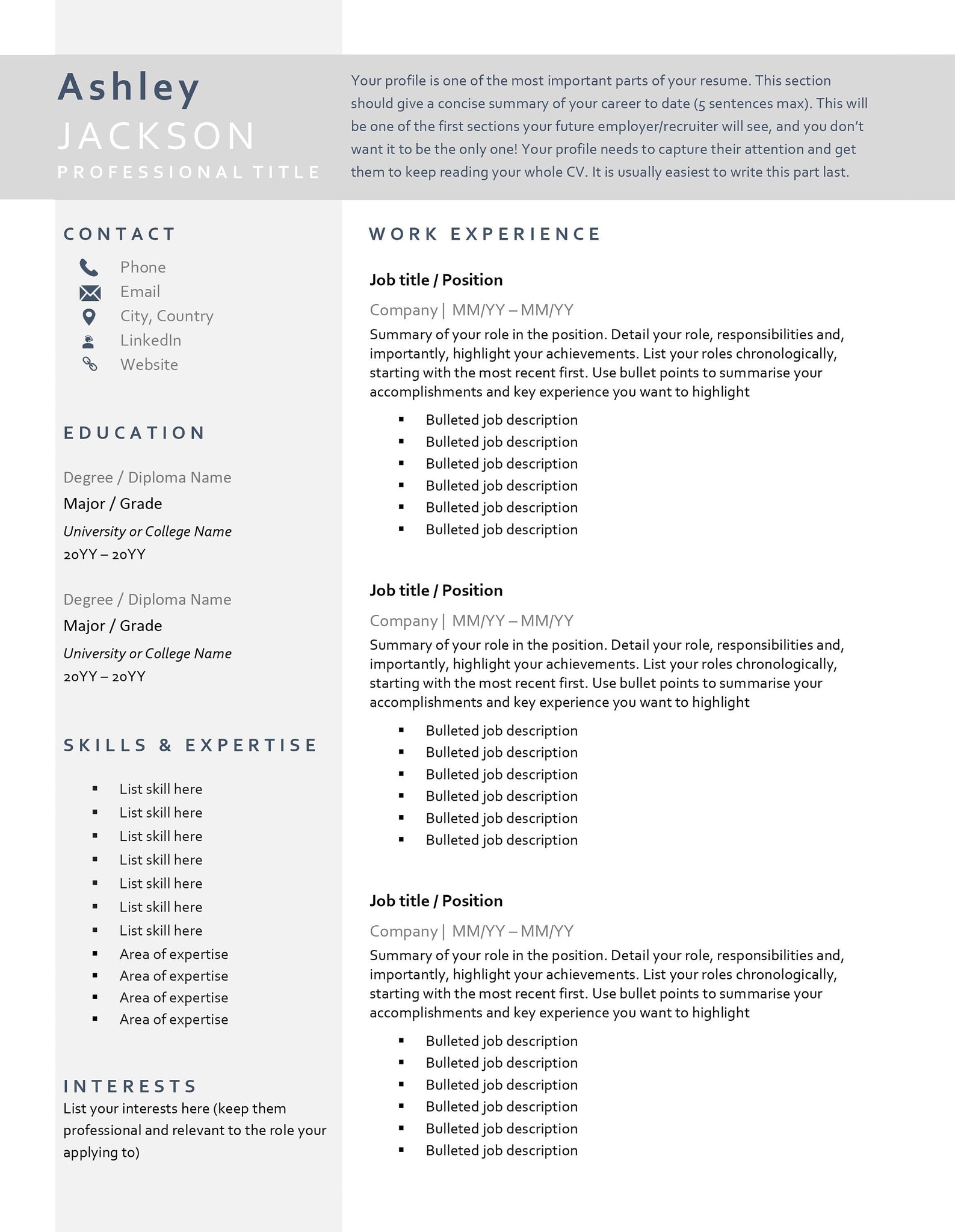 Professional Resume CV Template | Microsoft Word | Style 21