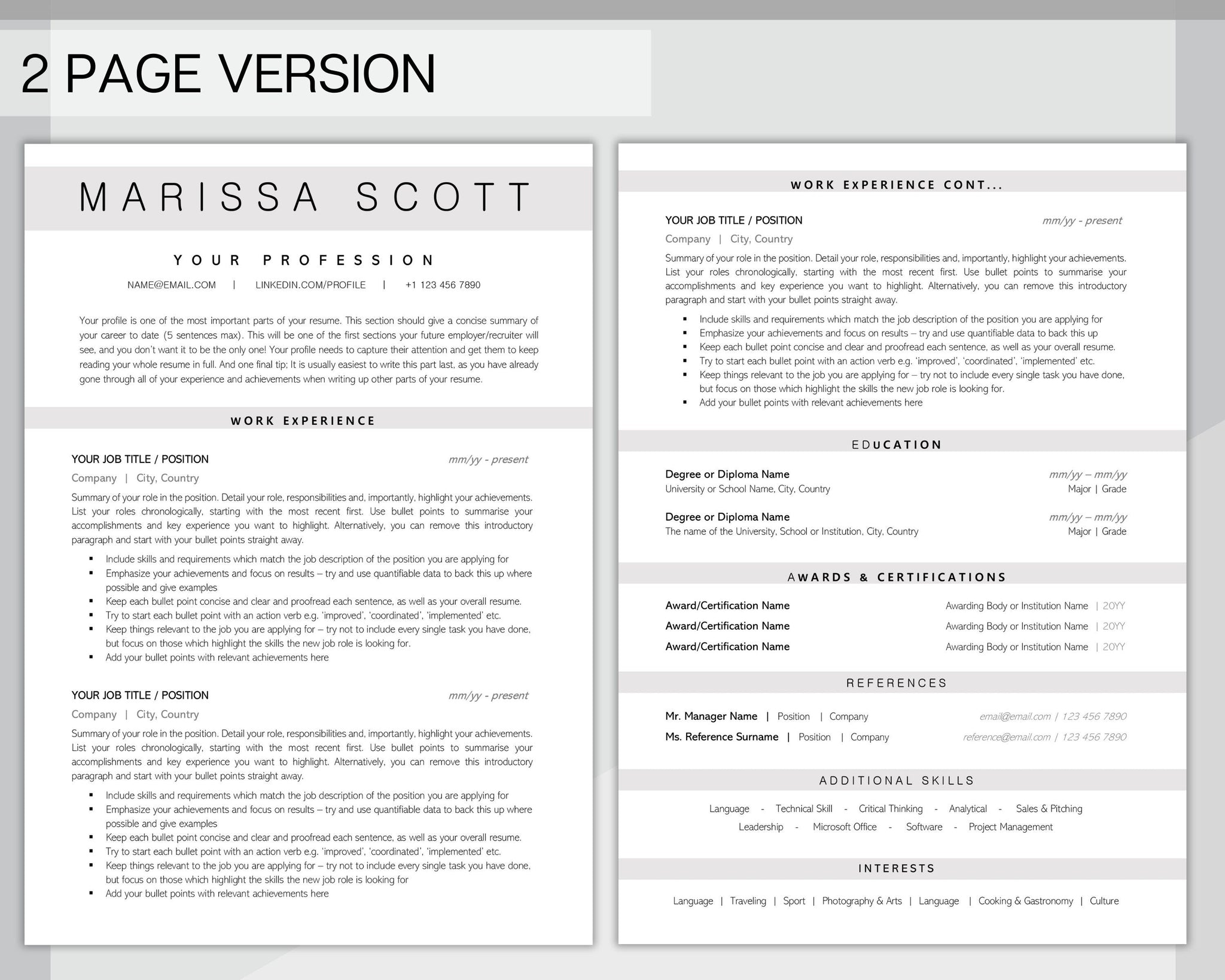 Professional Resume CV Template | Microsoft Word | Style 27