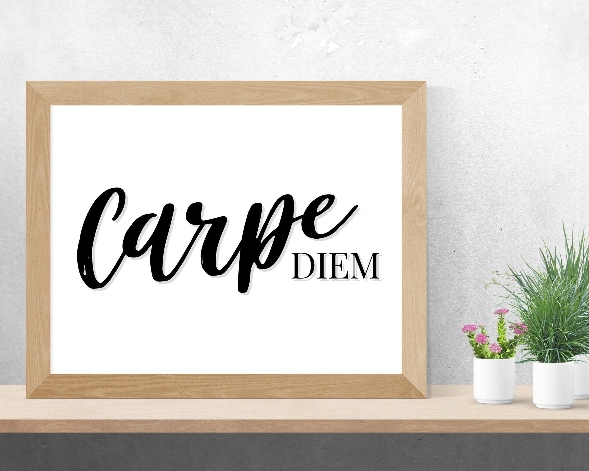 Carpe Diem Wall Art Poster | Watercolor Pink Artwork