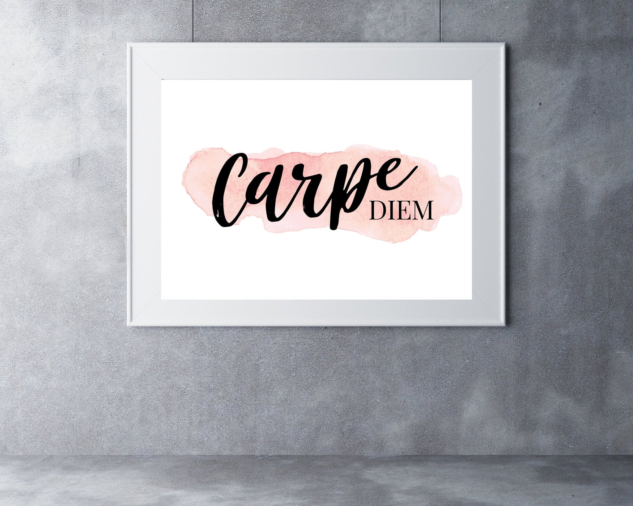 Carpe Diem Wall Art Poster | Watercolor Pink Artwork