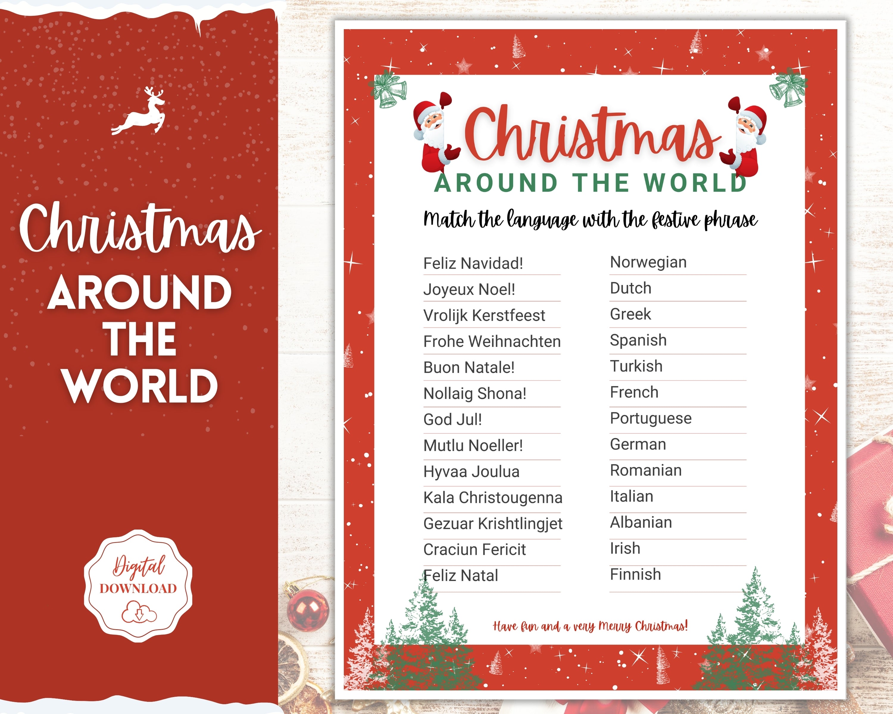 Christmas Around the World Game | Xmas Holiday Party Game Printables