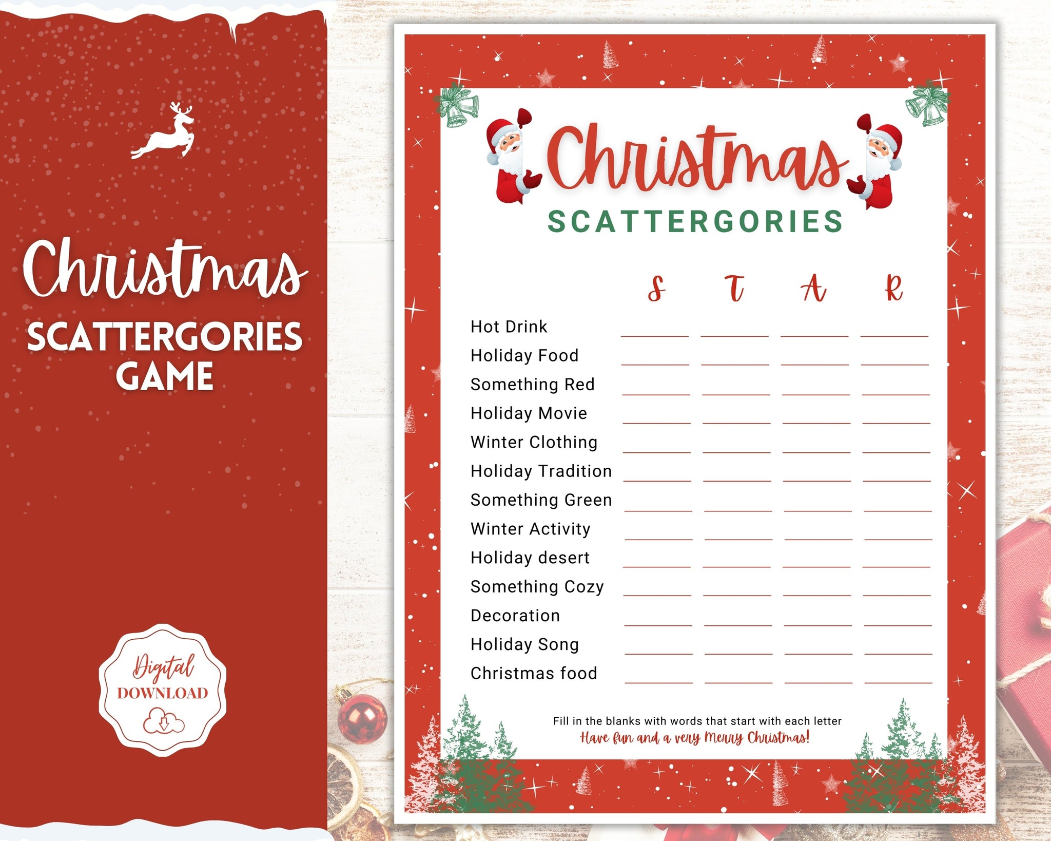 Christmas Scattergories Game FREE Printable Christmas Games {4