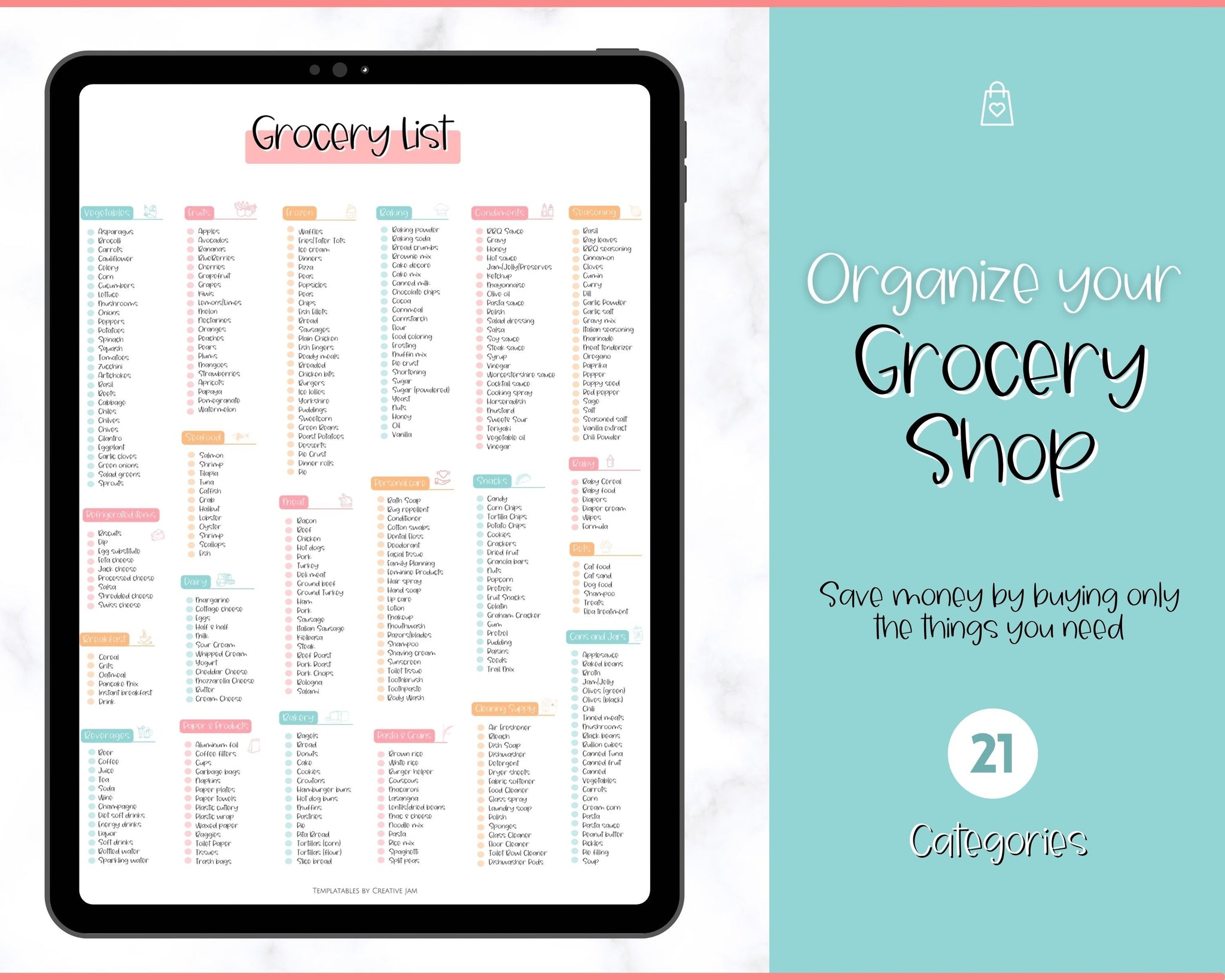 Grocery List Printable Pdf Checklist Free Printable Grocery List