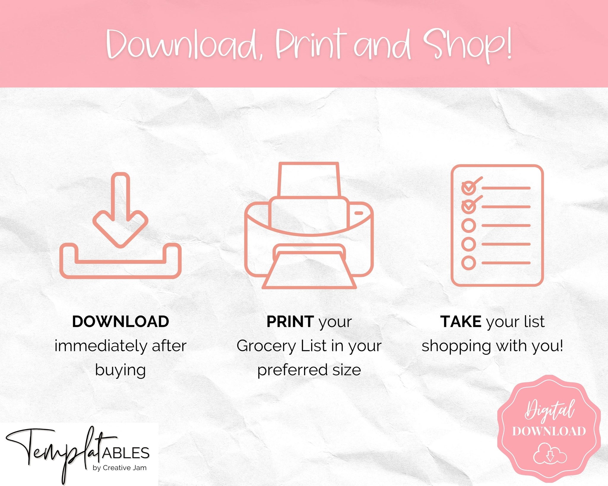 Grocery List Printable - Weekly Shopping List Master | Colorful Sky