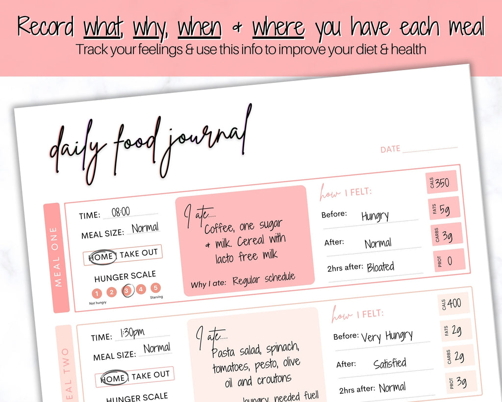 DAILY Food Journal Printable | Digital Food Diary & Nutrition Log