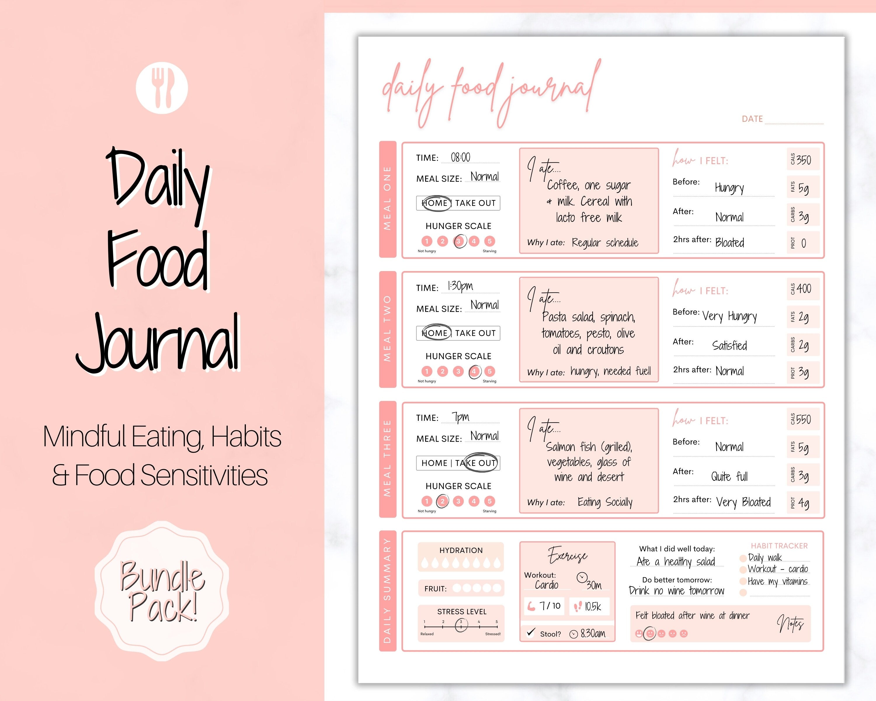 Exersice And Food Journal Printable
