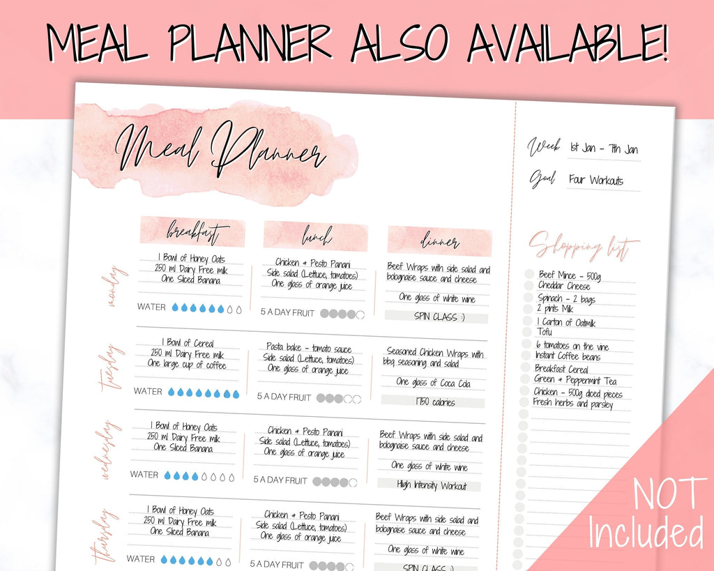 DAILY Food Journal Printable | Digital Nutrition Log & Diet Planner