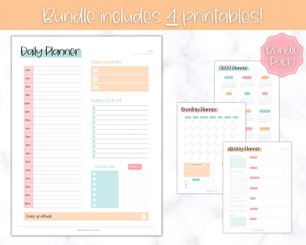 Daily, Weekly, Monthly Printable Planner Inserts - Colorful Sky