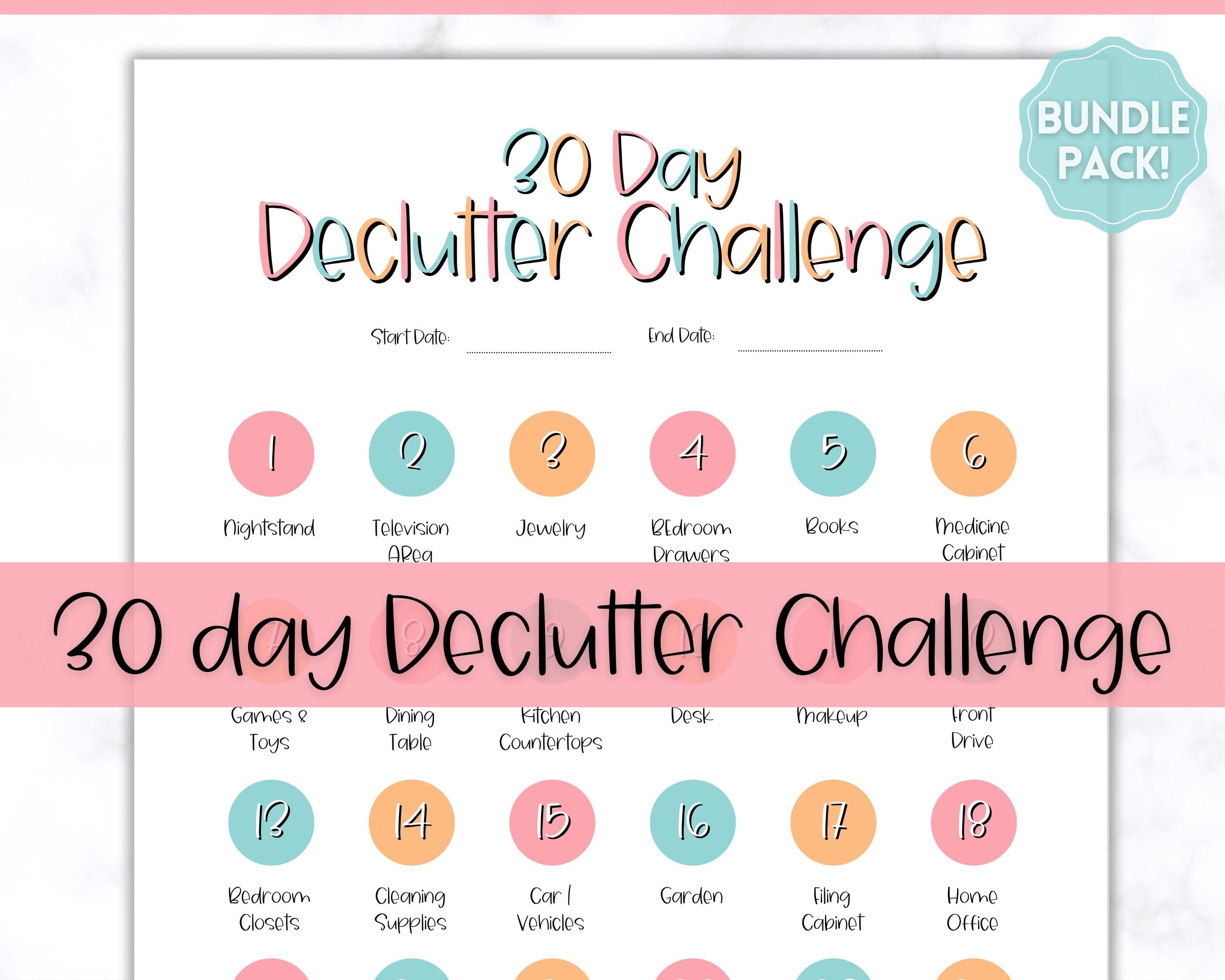 Declutter Checklist | 30 Day Cleaning Challenge Printable - Colorful