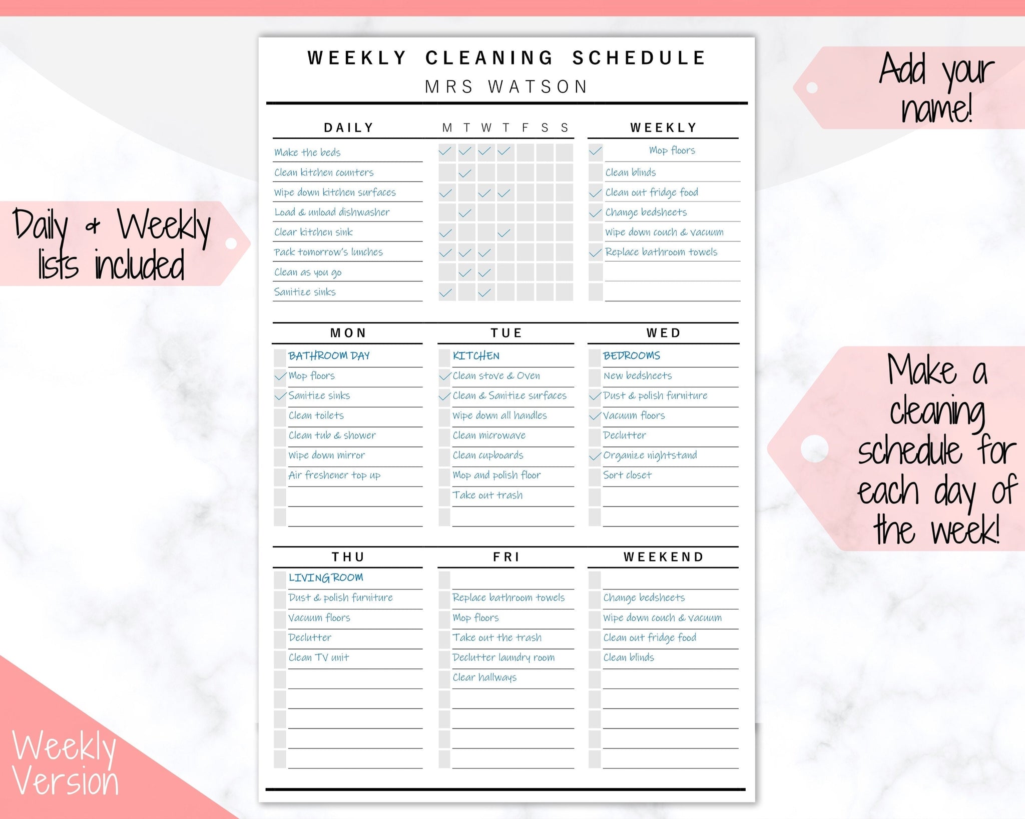 Daily Weekly Monthly Chores Special Newsletter Subscriber Bundle