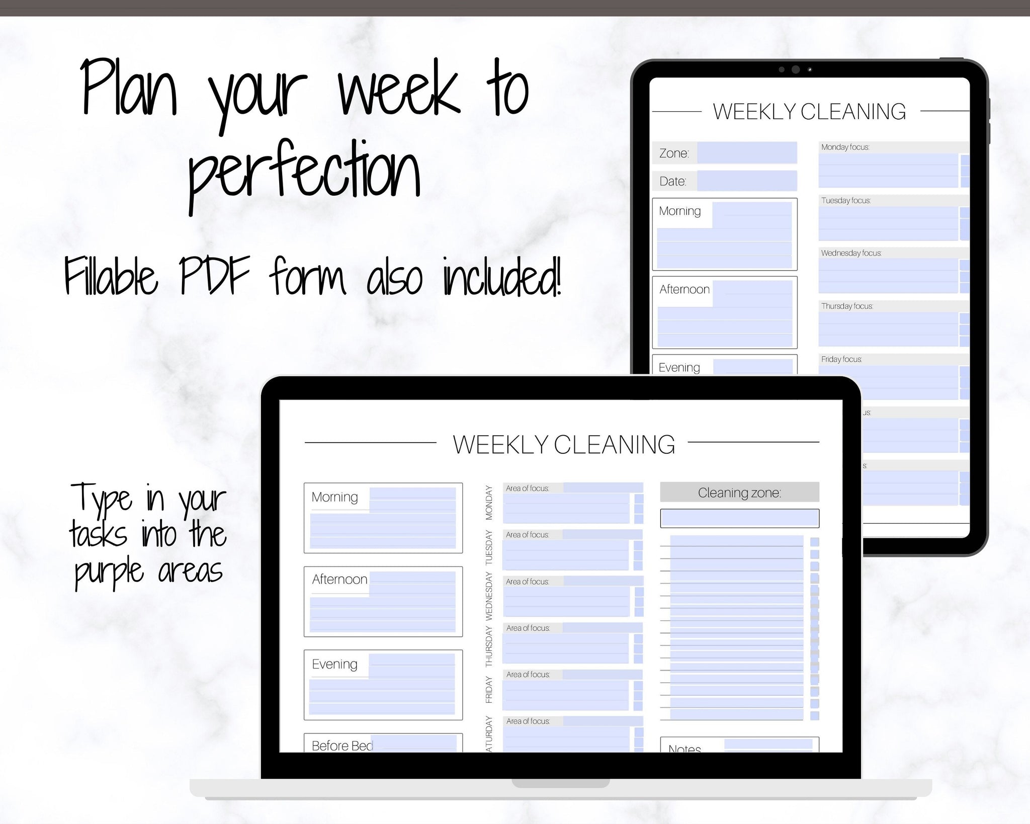 FLY LADY Cleaning Schedule Printable | Landscape & Portrait - Mono