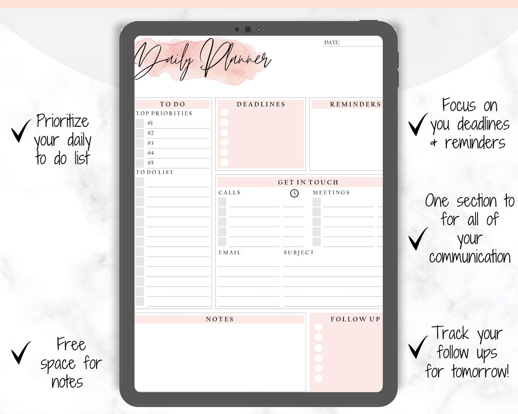EDITABLE DAILY PLANNER | To Do List | Printable Productivity Planner