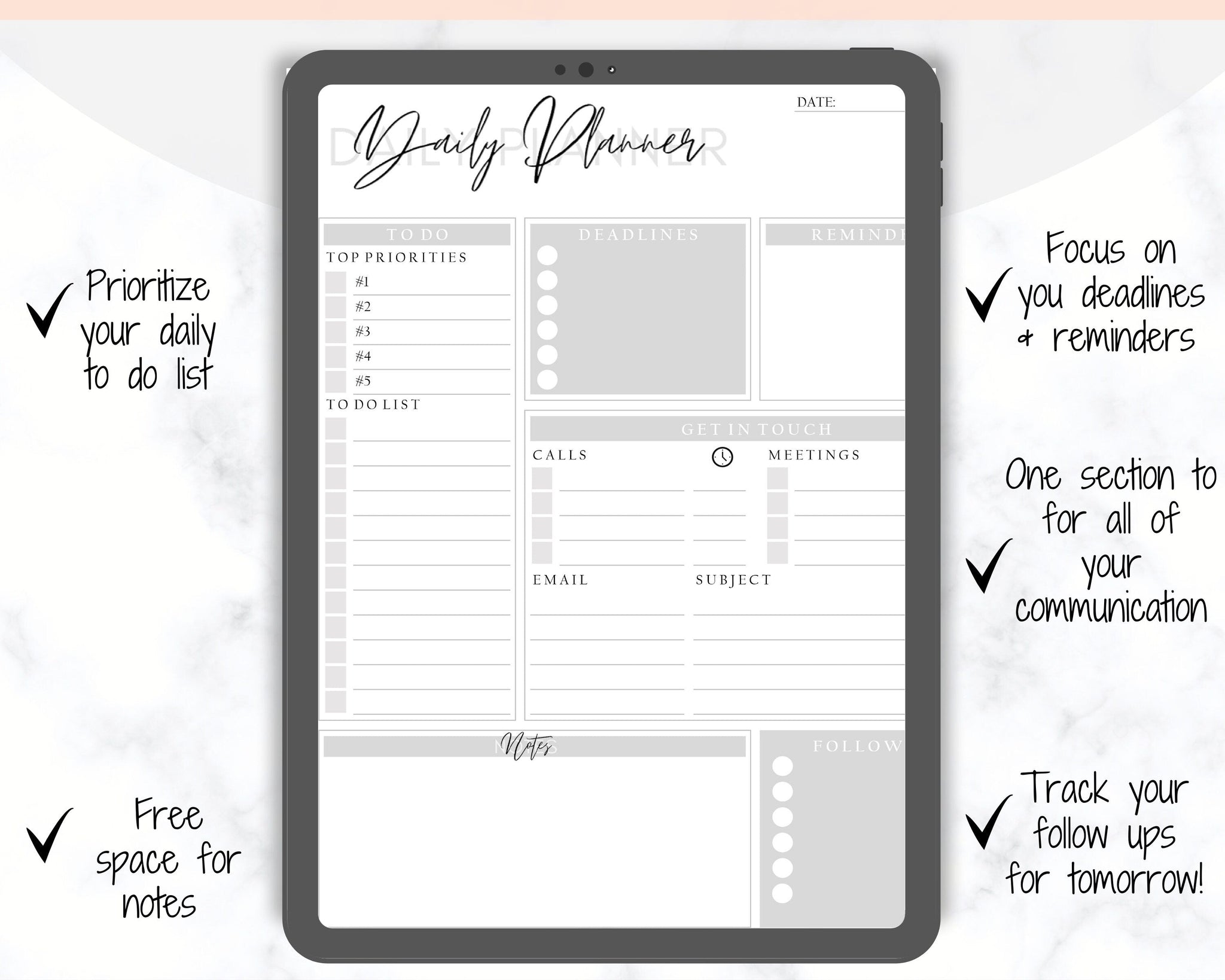 EDITABLE DAILY PLANNER | To Do List Productivity Printable
