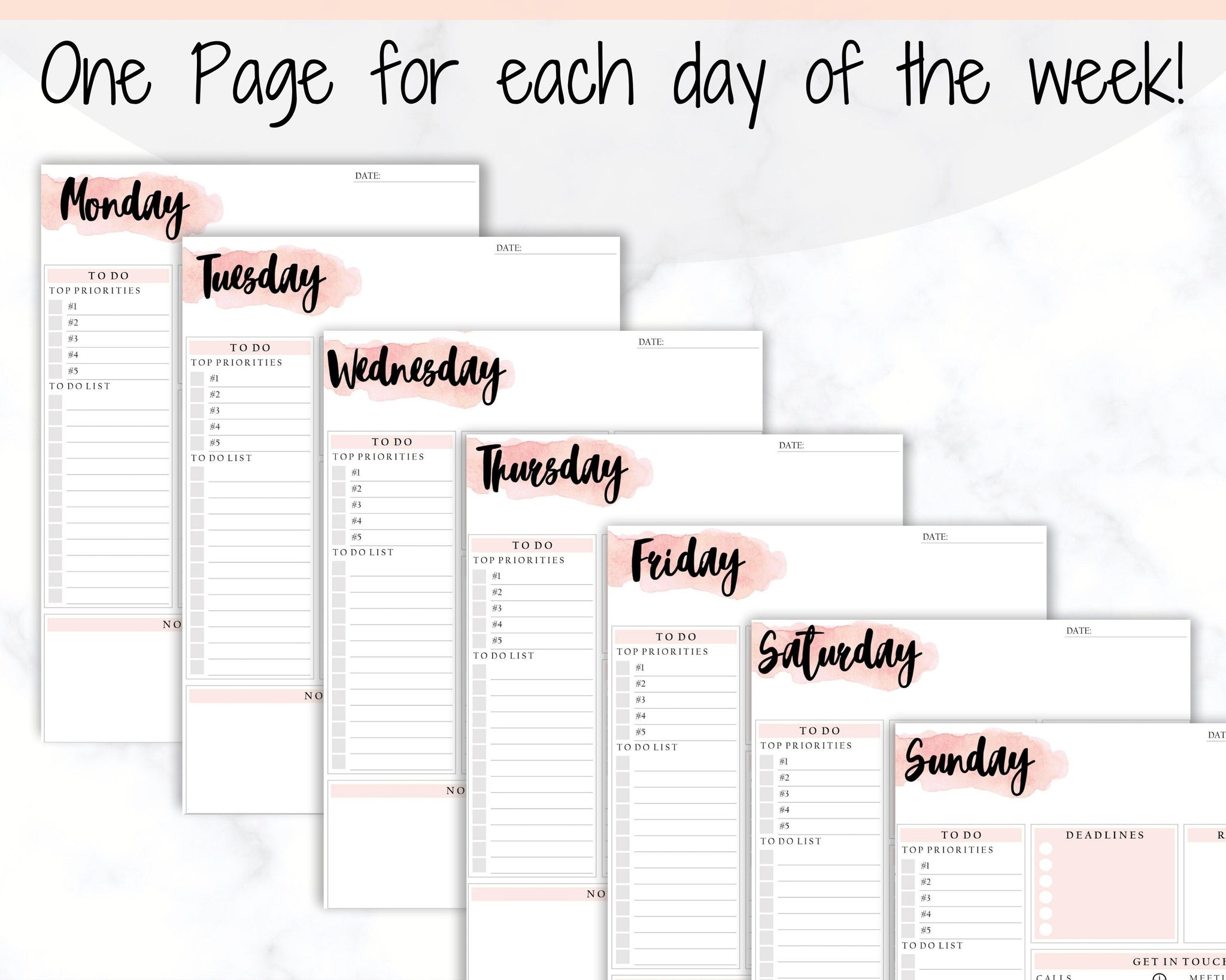 To Do List | Printable Productivity Day Planner | Daily Planner