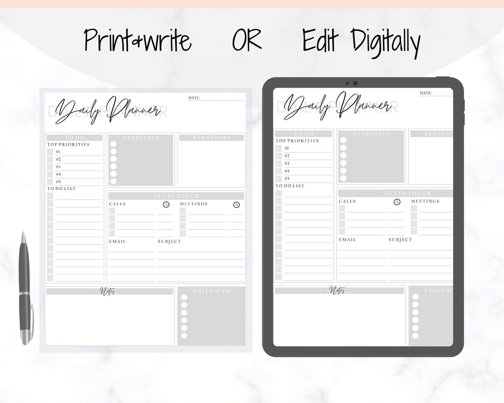 EDITABLE DAILY PLANNER | To Do List Productivity Printable