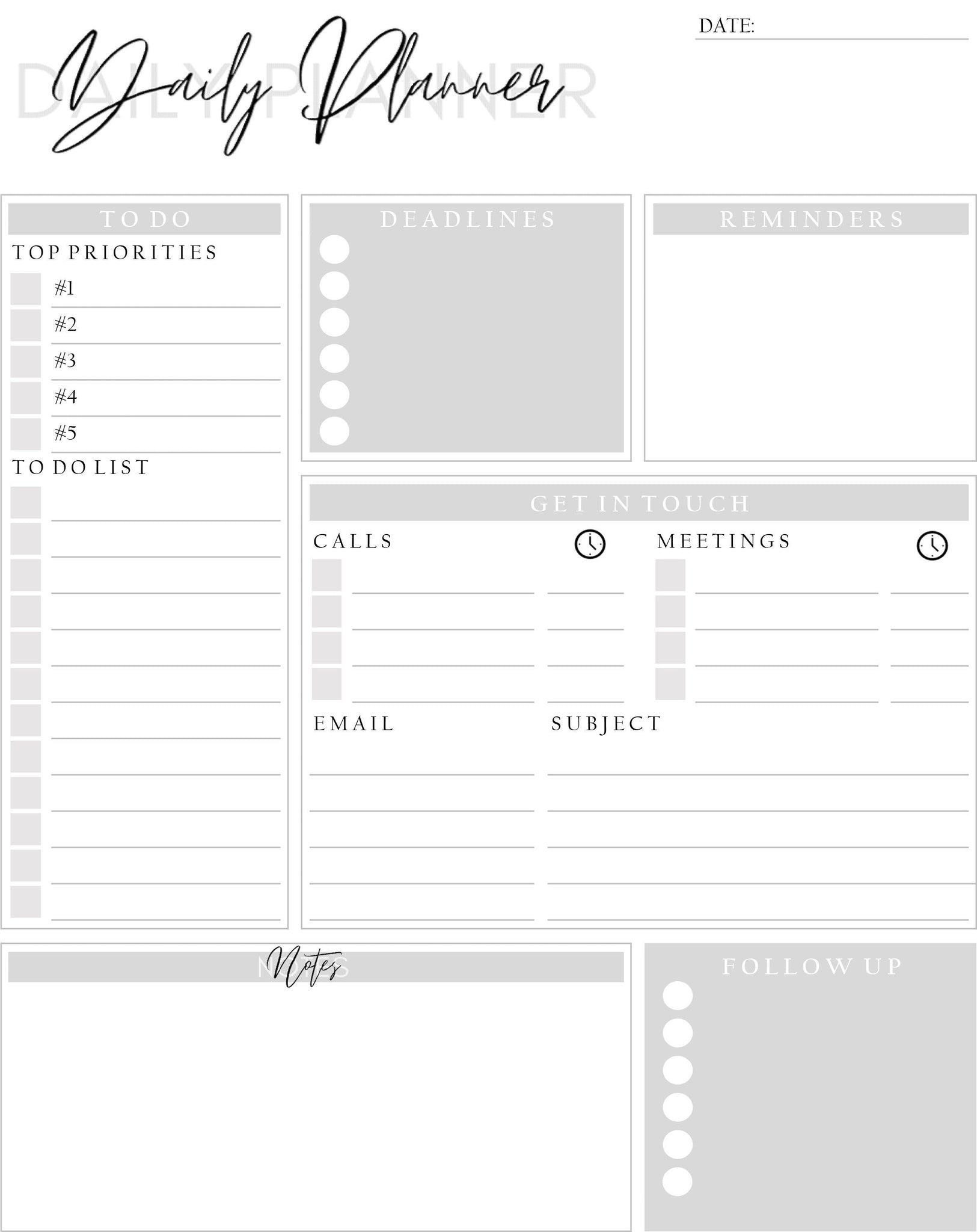 EDITABLE DAILY PLANNER | To Do List Productivity Printable